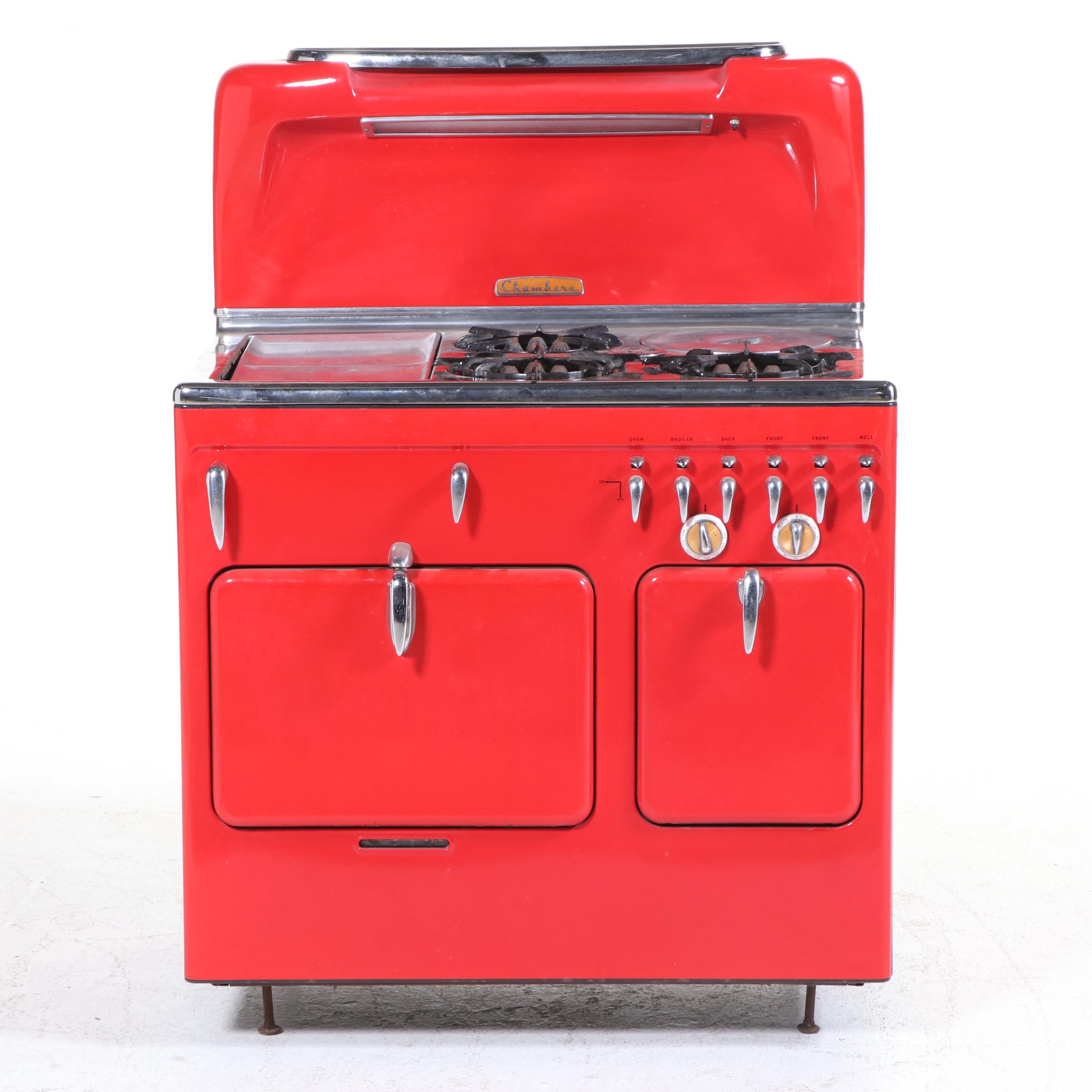 Chambers Model C Red Enameled Gas Range, 1949 - 1953 | EBTH