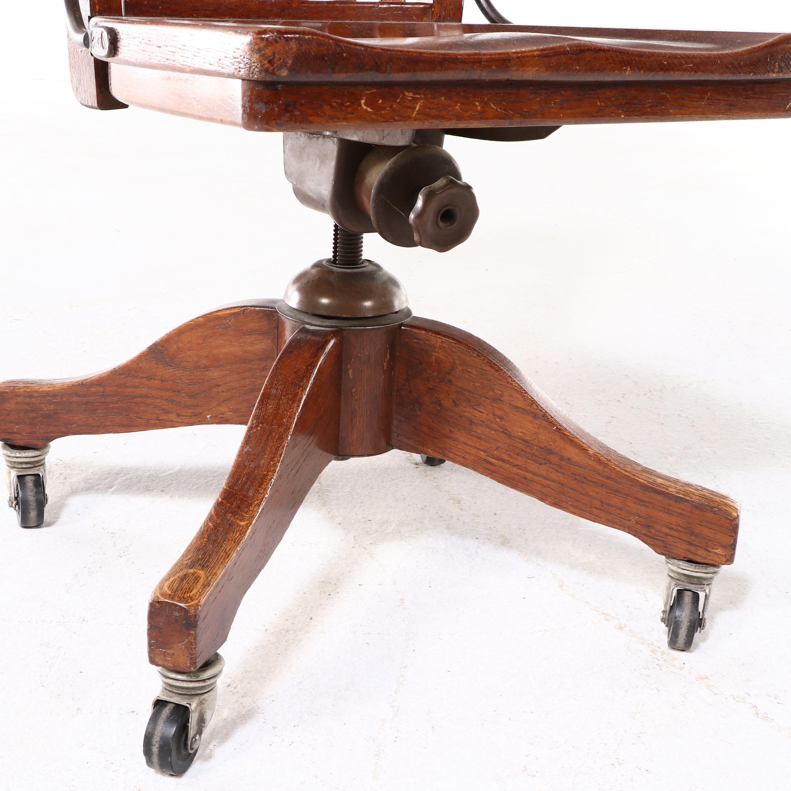 Federal Style Hardwood Kidney-Form Desk Plus Oak Swivel-Tilt Desk Chair ...