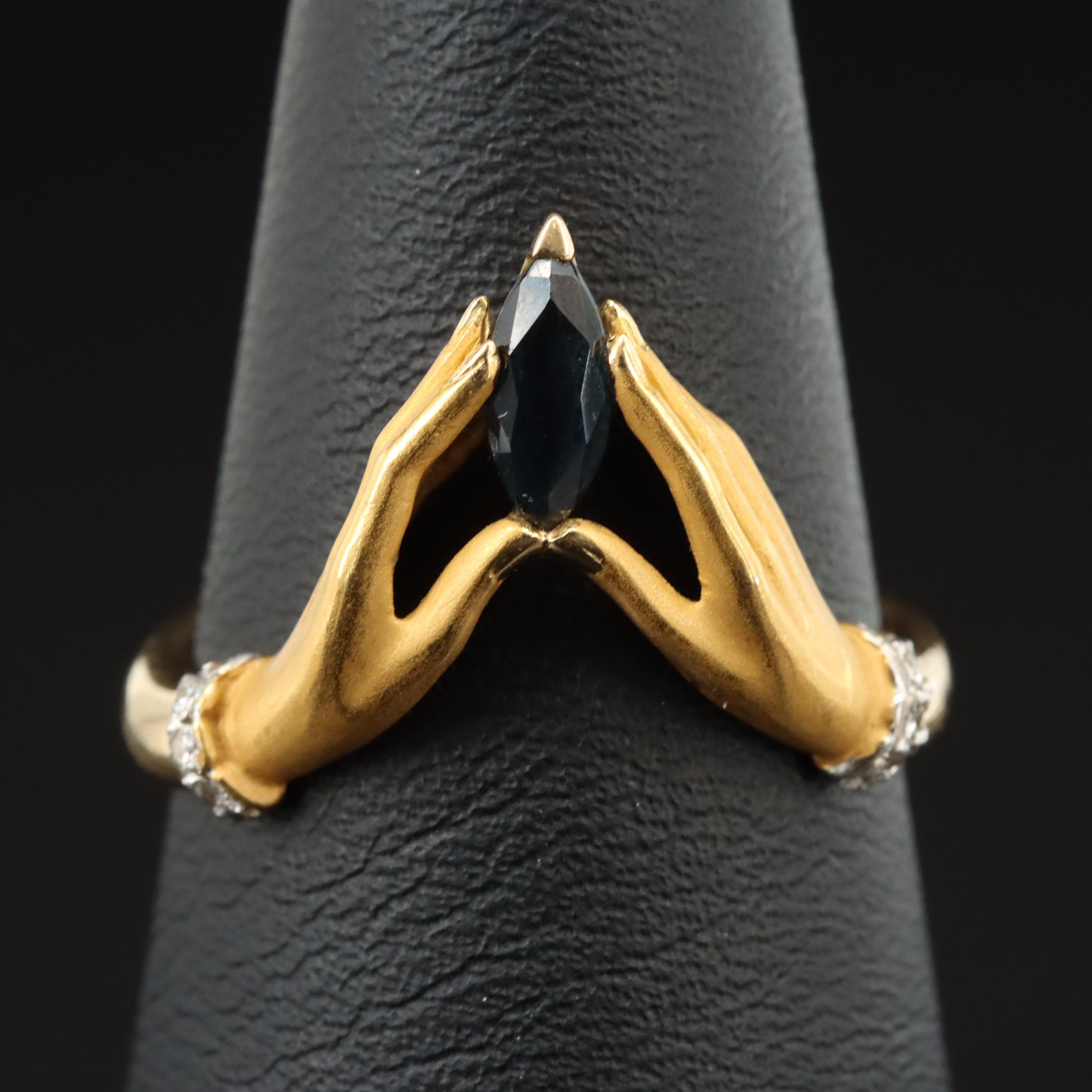 Carrera y Carrera 18K Sapphire and Diamond Holding Hands Ring | EBTH