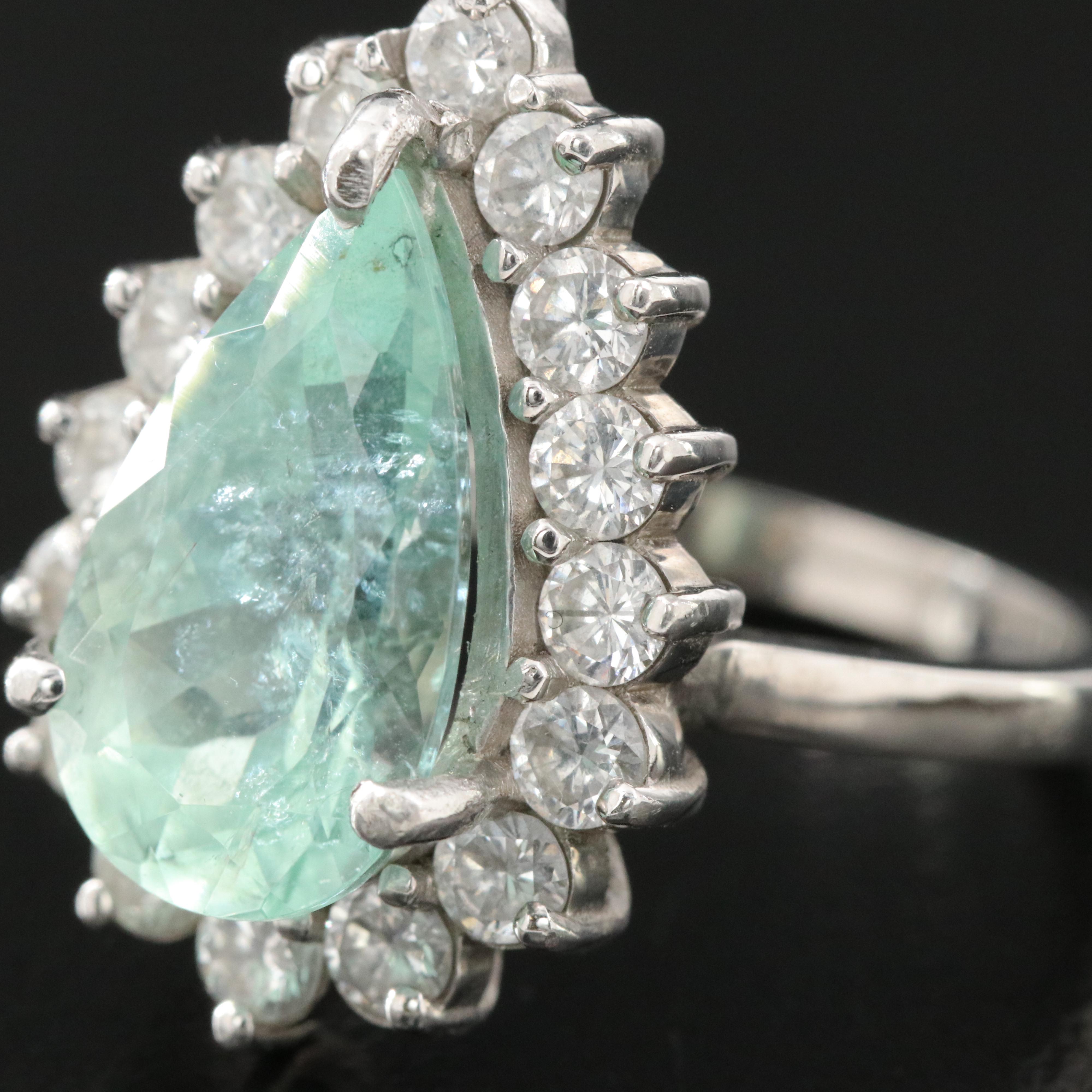 Platinum 4.19 CT Paraiba Tourmaline and Diamond Ring with GIA Report | EBTH
