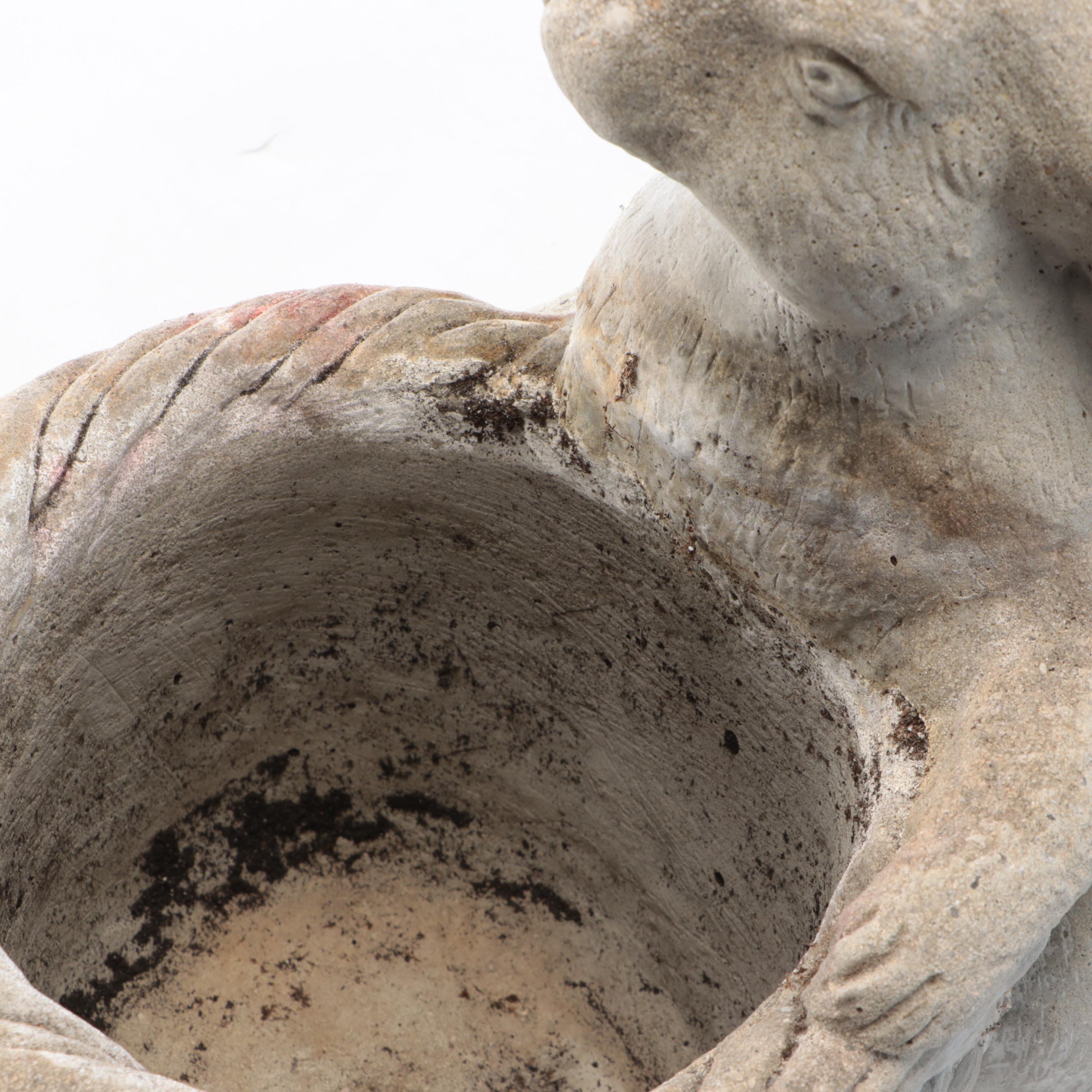 Pair of Cast Concrete Rabbit and Basket Form Garden Planters | EBTH