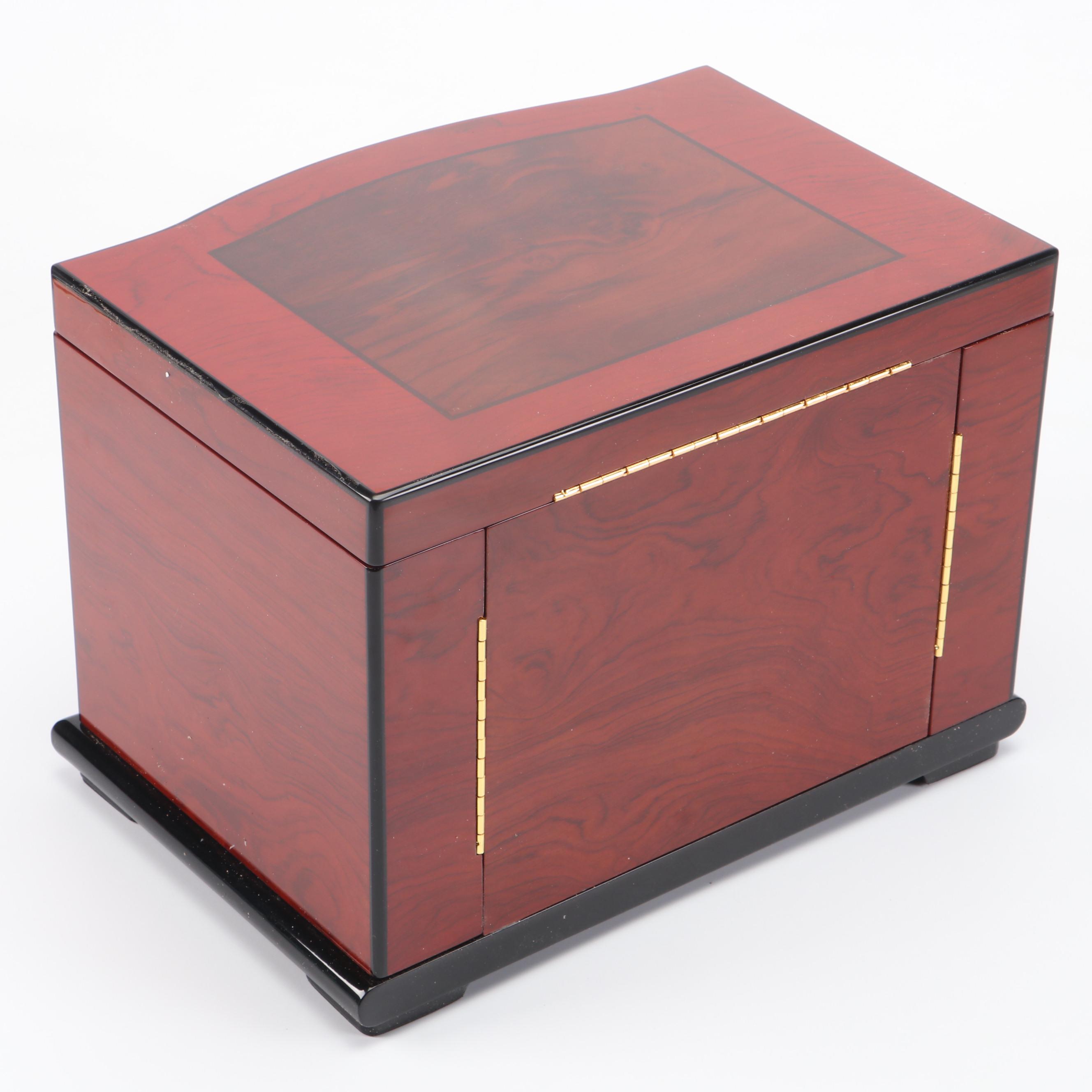 Jere High Gloss Mahogany and Rosewood Veneer Jewelry Chest, 2002 | EBTH