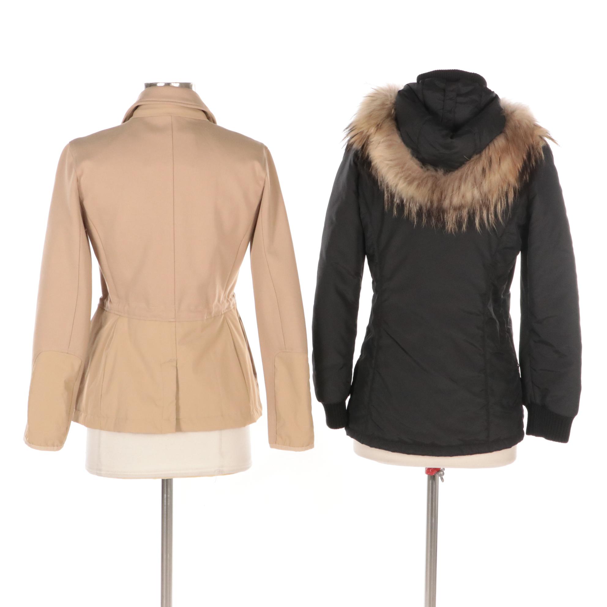 Anatomie Nylon Blend Blazer Jacket and Authier Zip-Jacket with Fur Trim ...