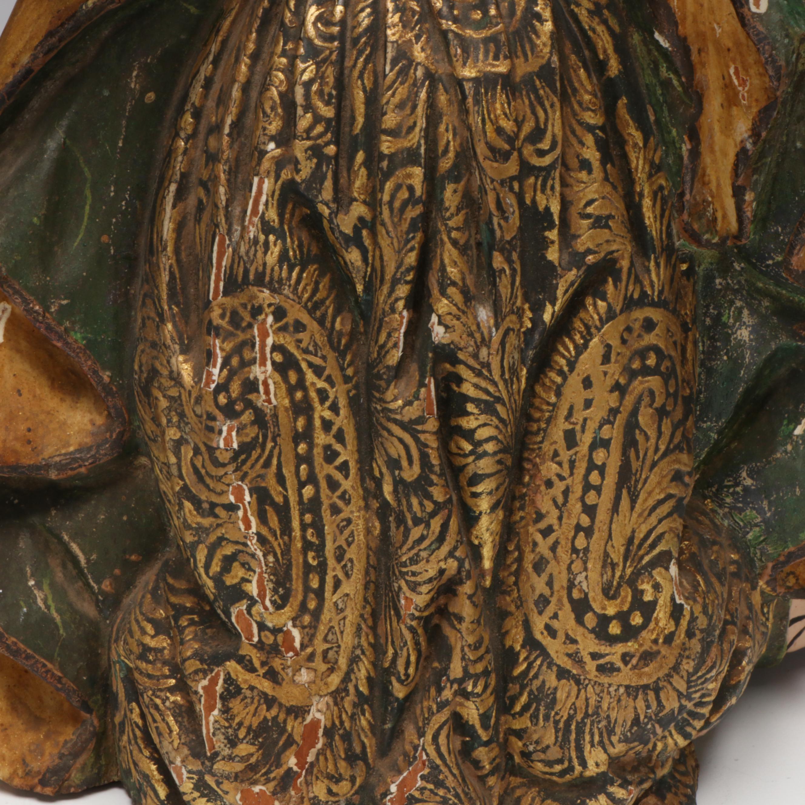 Antique Cuzco School Peruvian Carved Figure of Mary Magdalene, 18th ...