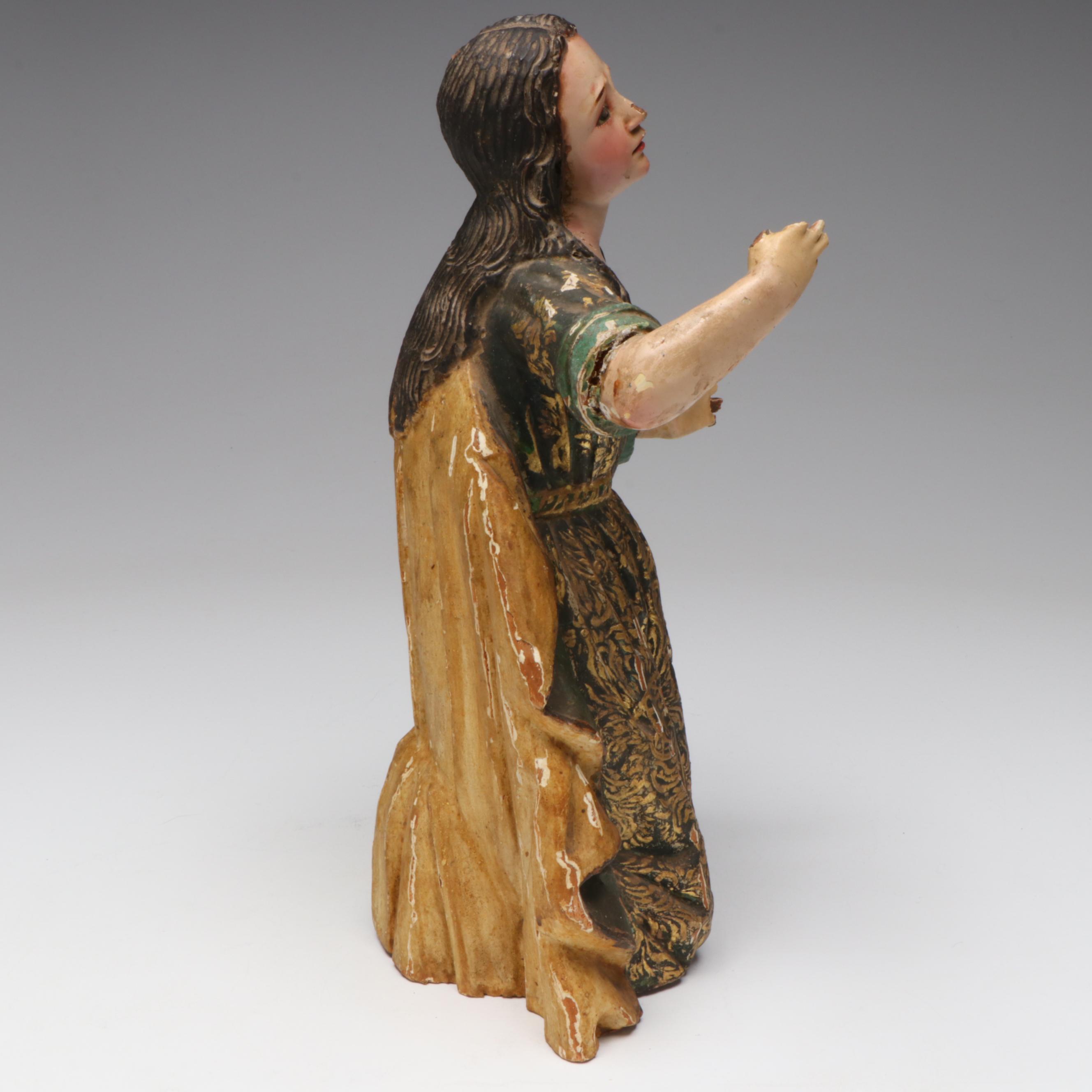 Antique Cuzco School Peruvian Carved Figure of Mary Magdalene, 18th ...