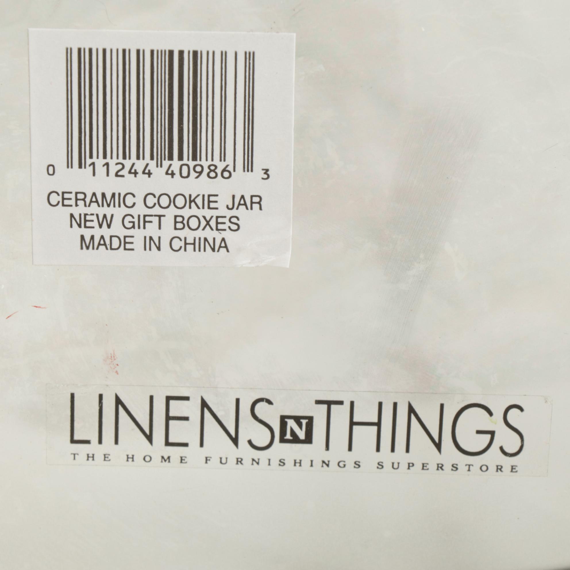 Linens N Things Gifts Cookie Jar with Black Bear Plush | EBTH