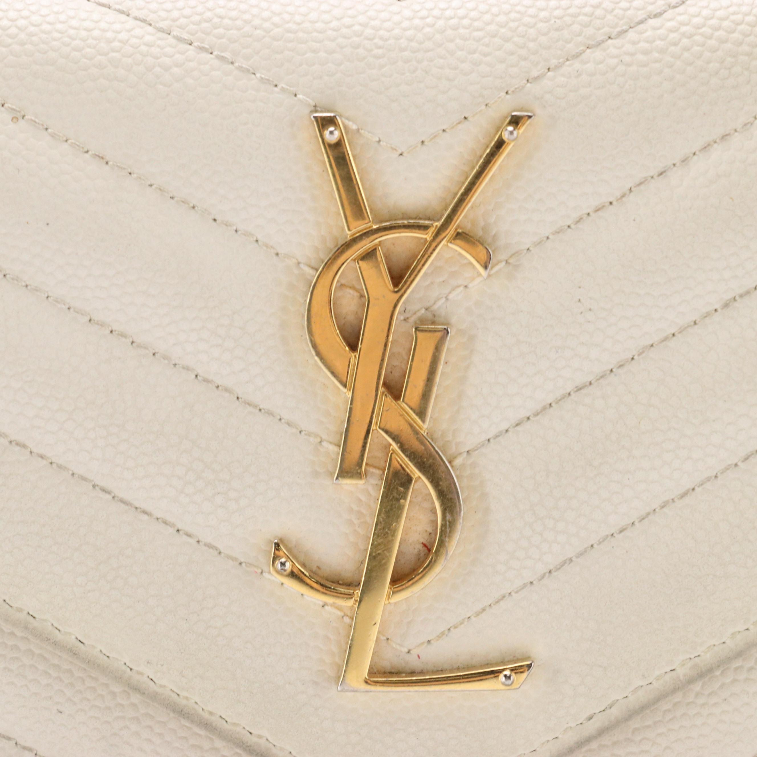 Saint Laurent YSL Cassandre Envelope Wallet in Chevron Quilted Grained ...