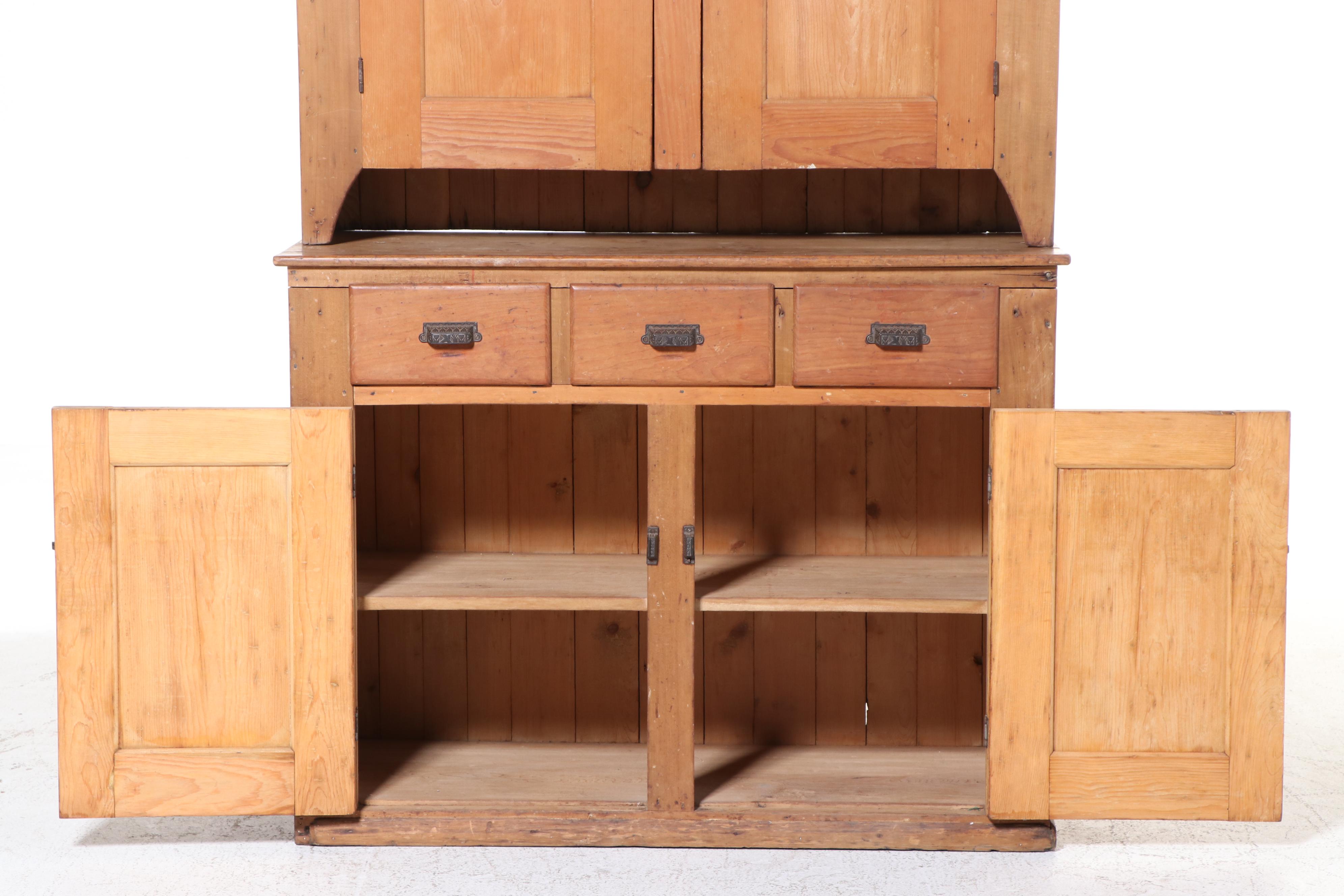 American Primitive Pine and Poplar Stepback Cupboard, Late 19th Century ...