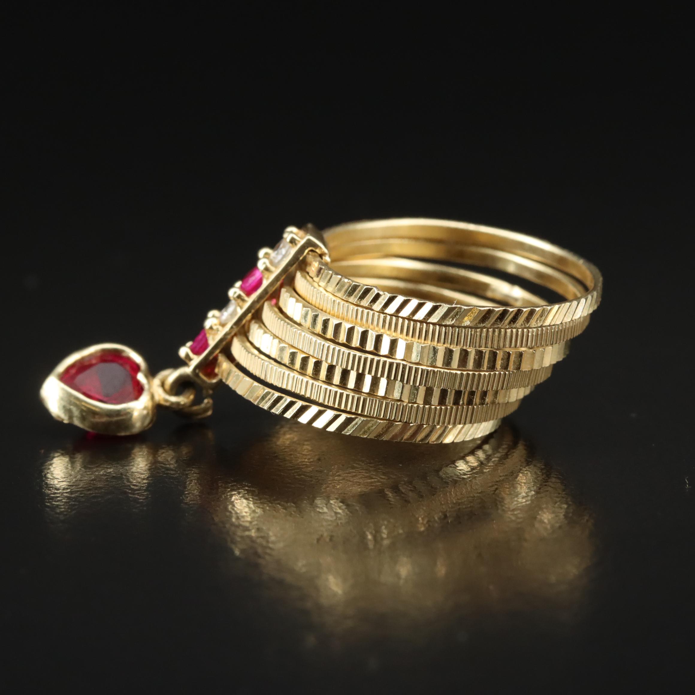 14K Ruby and CZ Stacking Rings | EBTH