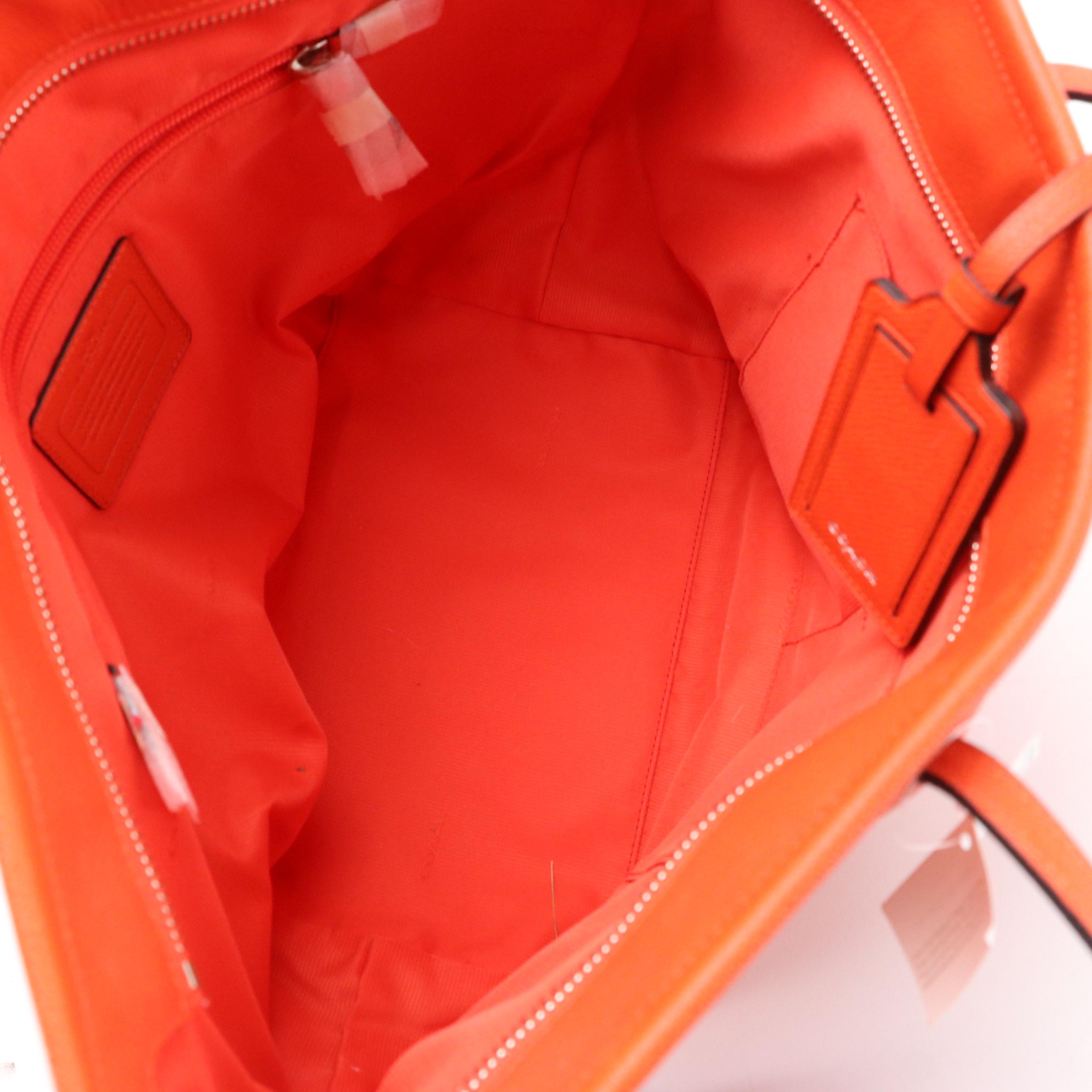 Coach Taxi Zip Shoulder Bag in Orange Grained Leather and Kitt ...