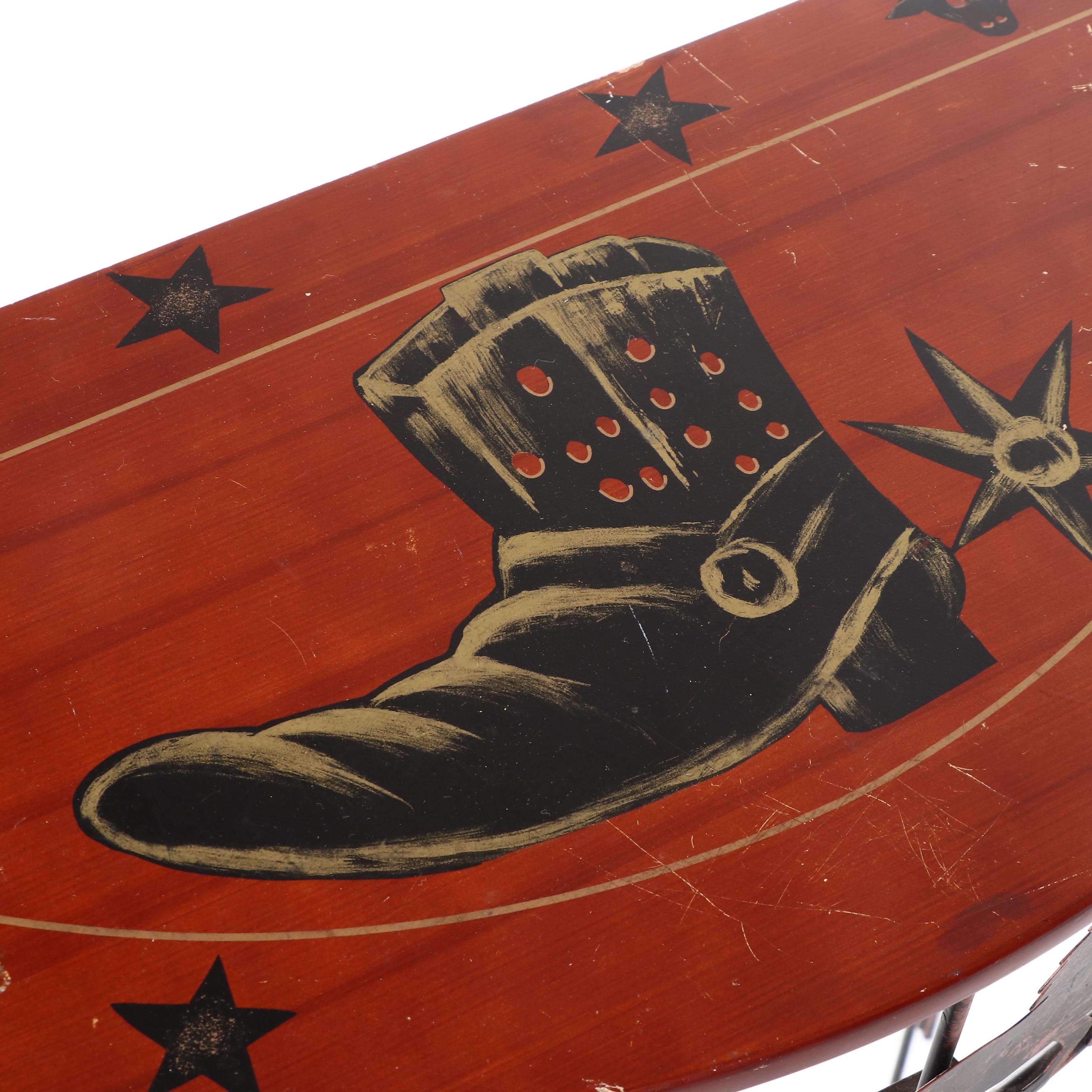 Western Style Horse and Cowboy Boot Console Table | EBTH