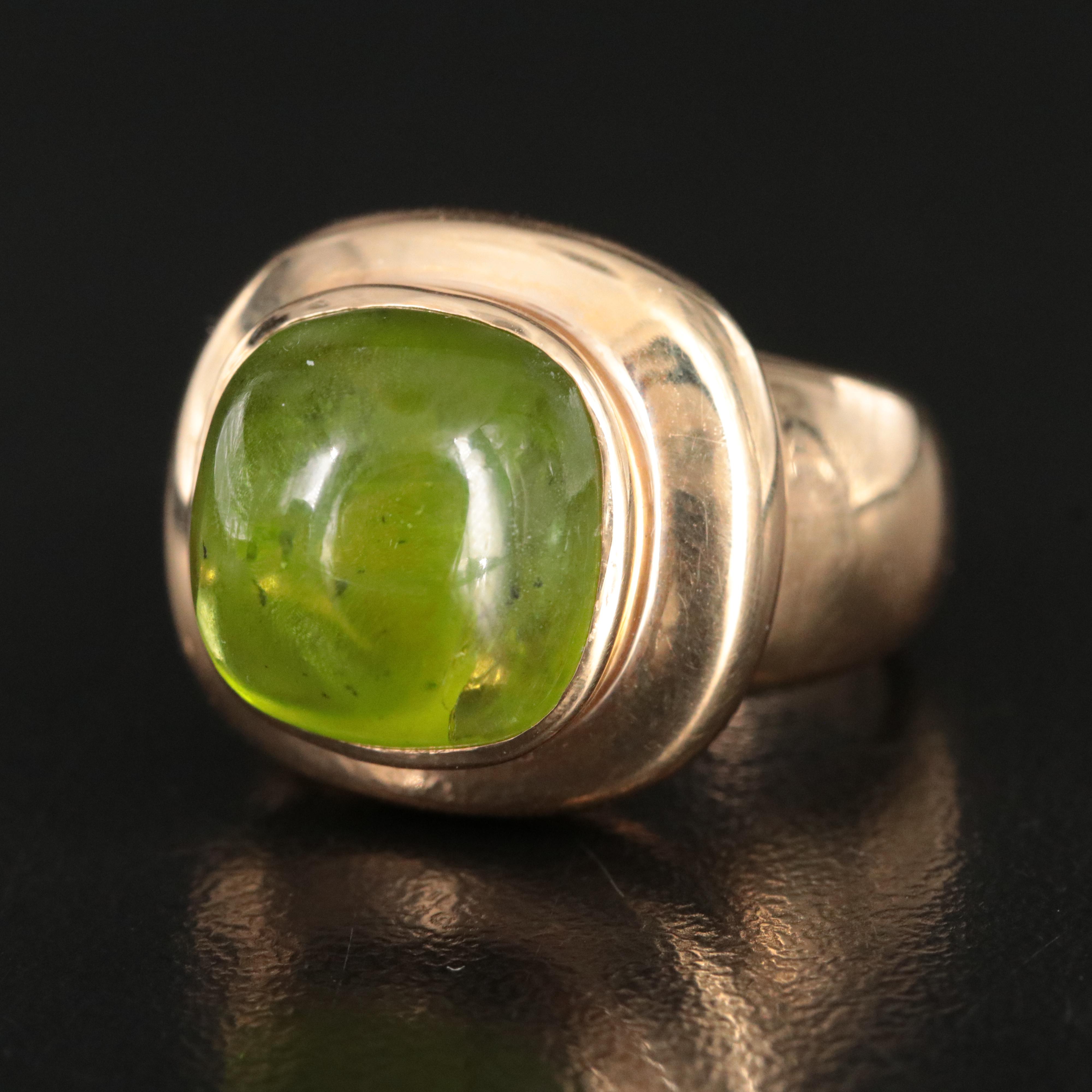 14K Peridot Cabochon Ring | EBTH