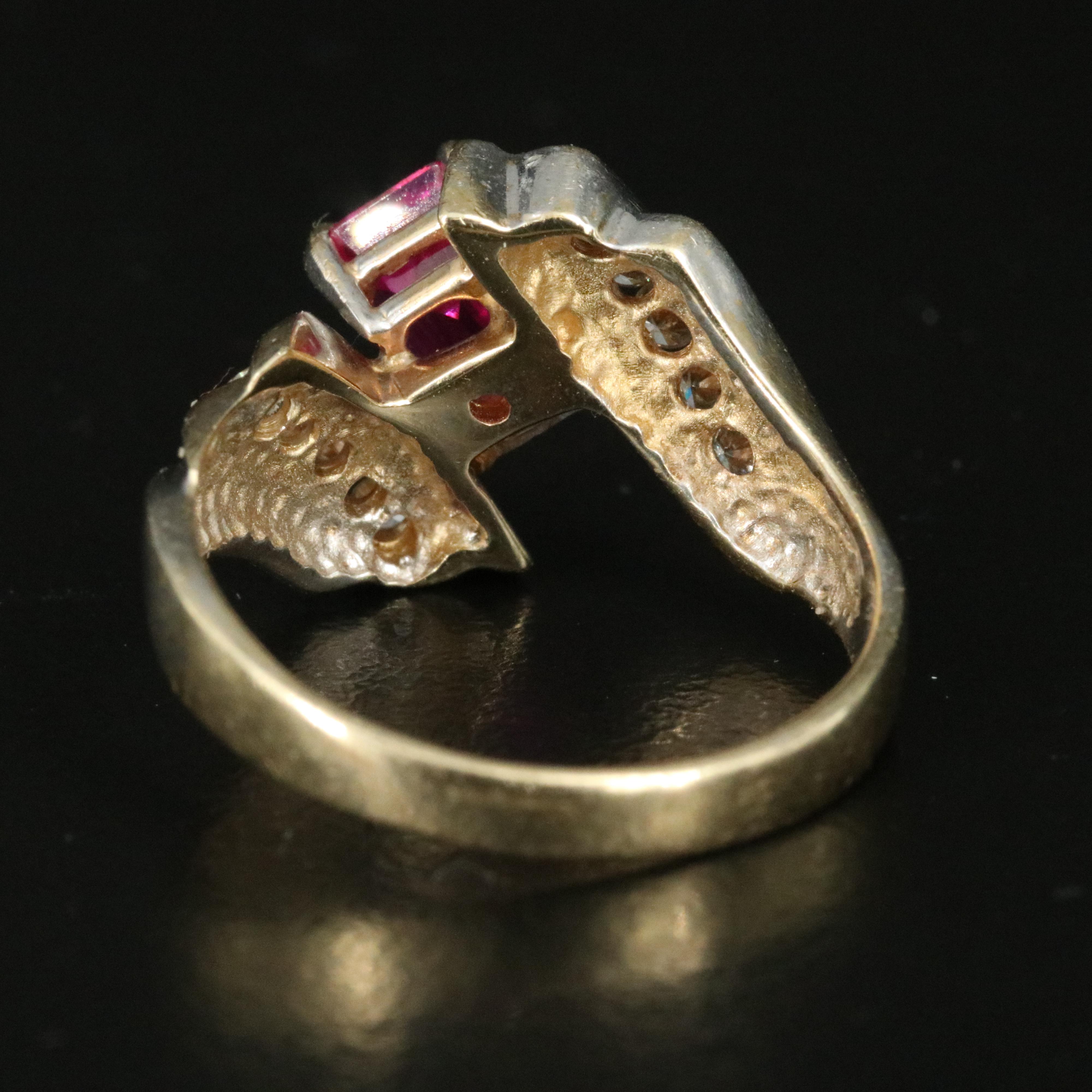 14K Ruby and Diamond Bypass Ring | EBTH