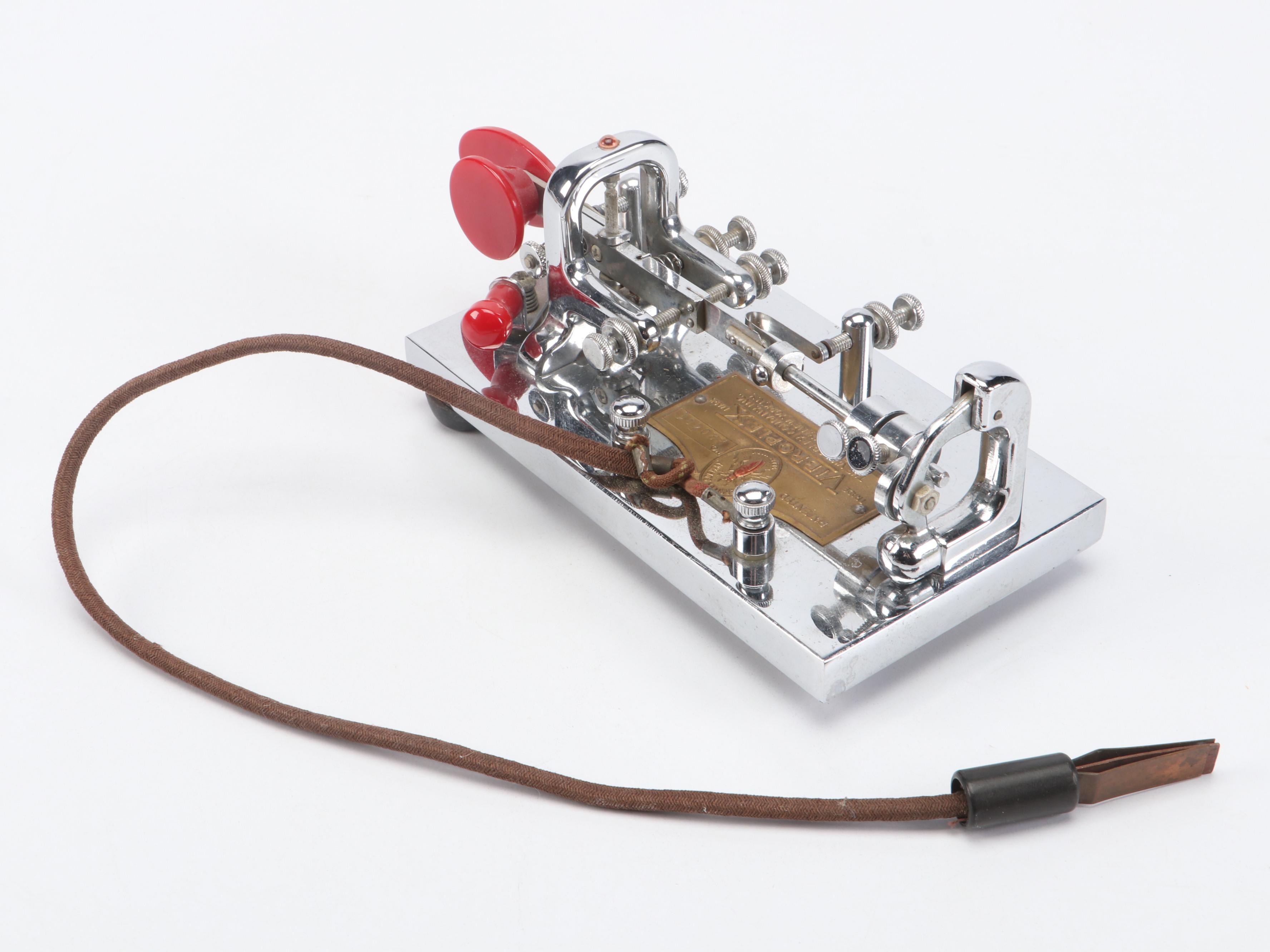 Vibroplex Morse Key with Book, "Don Winslow" Book and Notebook | EBTH