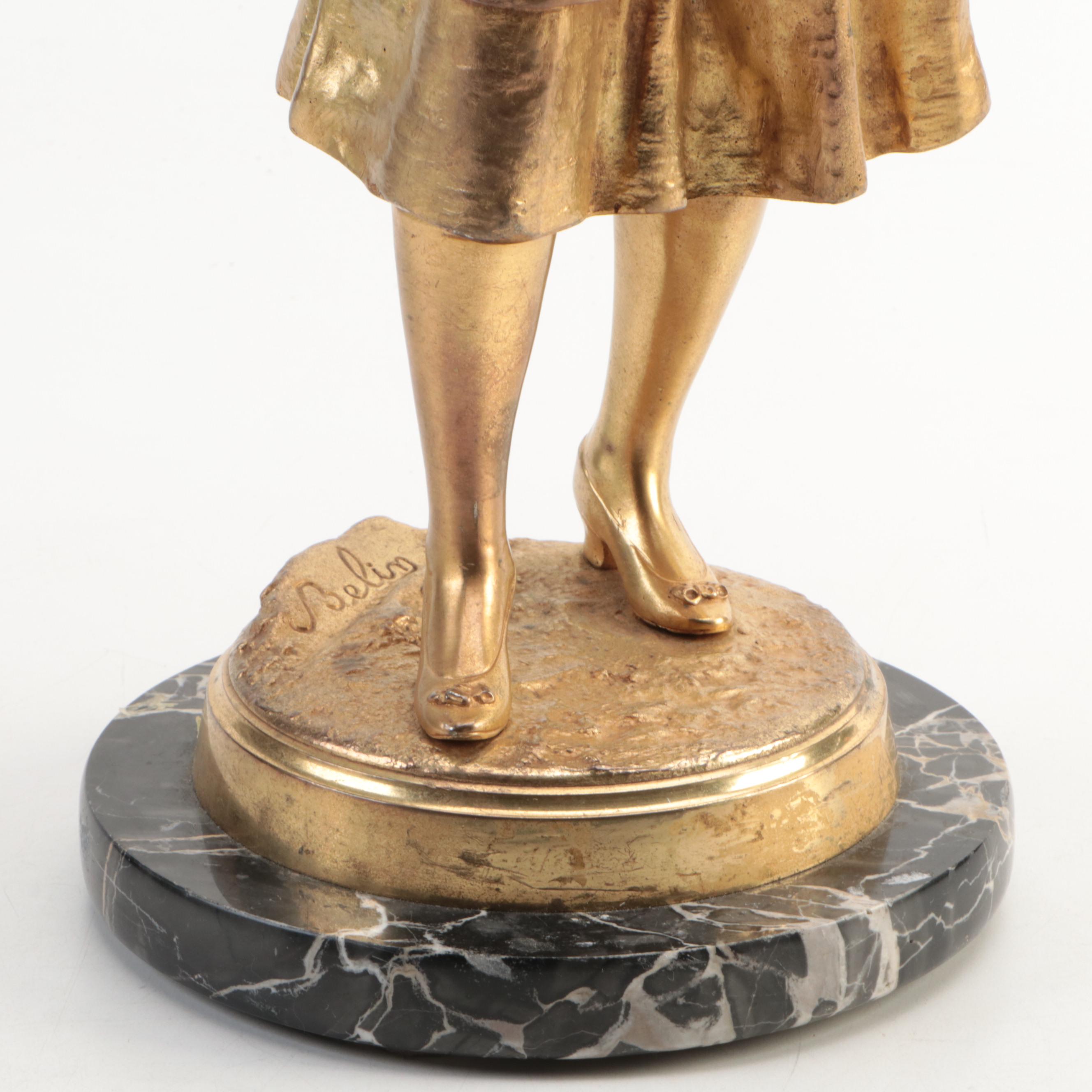 Joseph François A. Belin Gilt Bronze Sculpture of Woman, Mid to Late ...