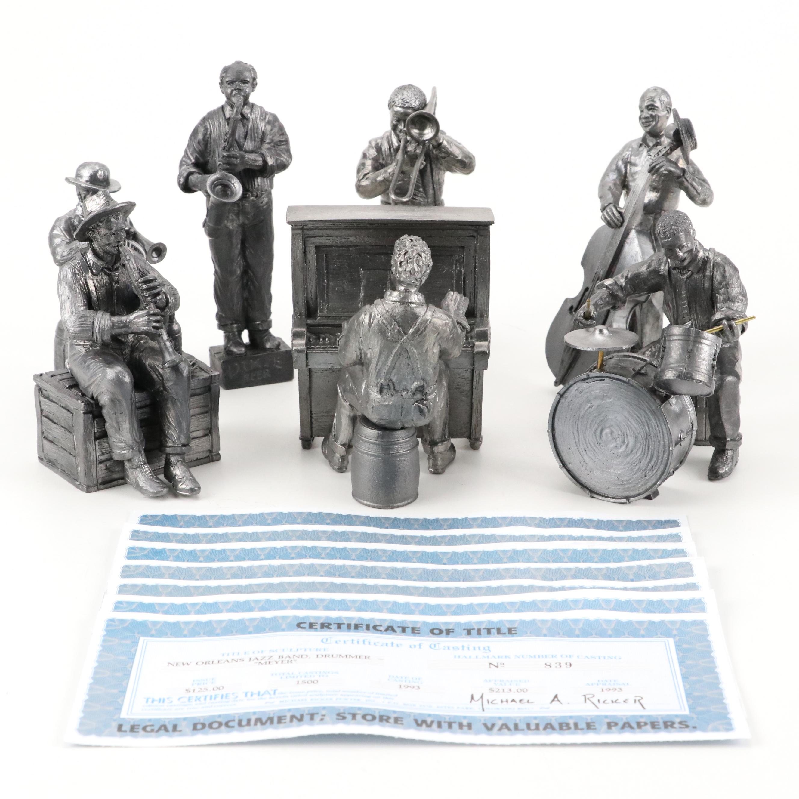 Ltd. Ed. Michael Ricker "New Orleans Jass Band" Pewter Set with COAs ...