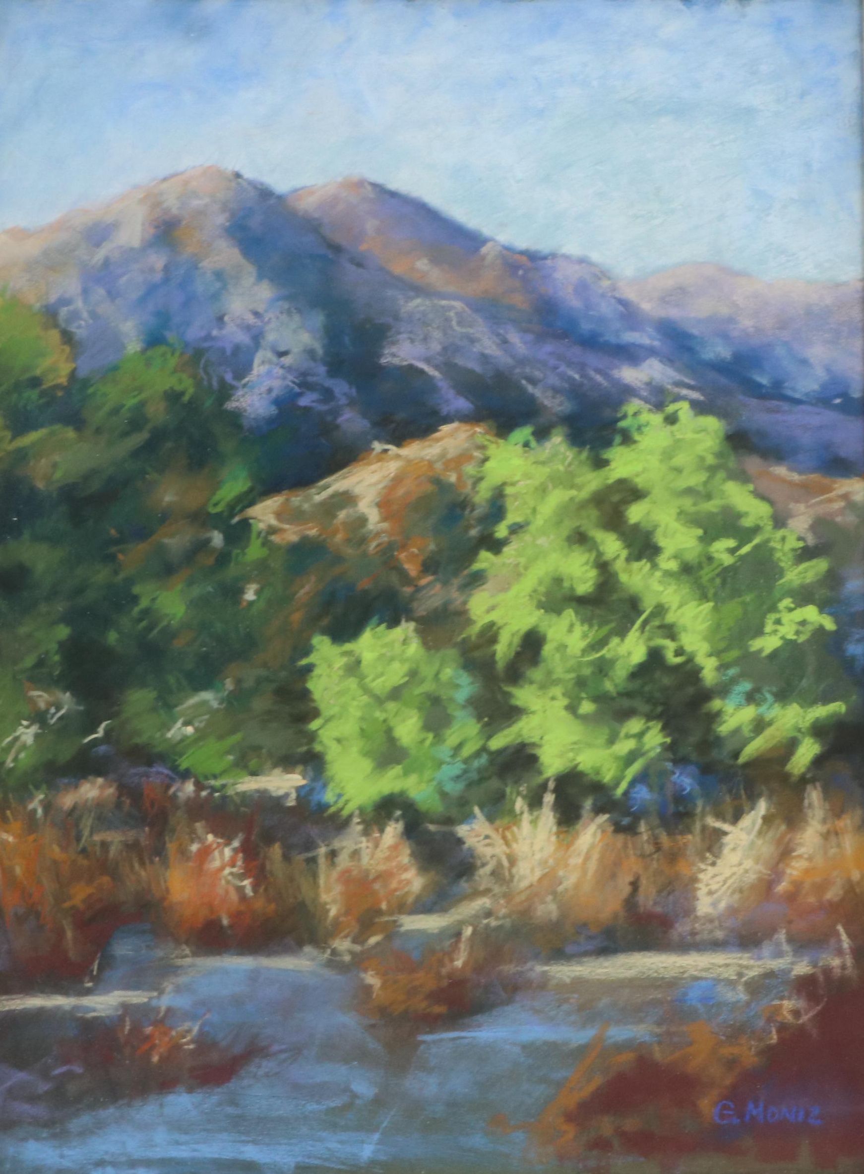 G. Moniz Alpine Landscape Chalk Pastel Drawing | EBTH