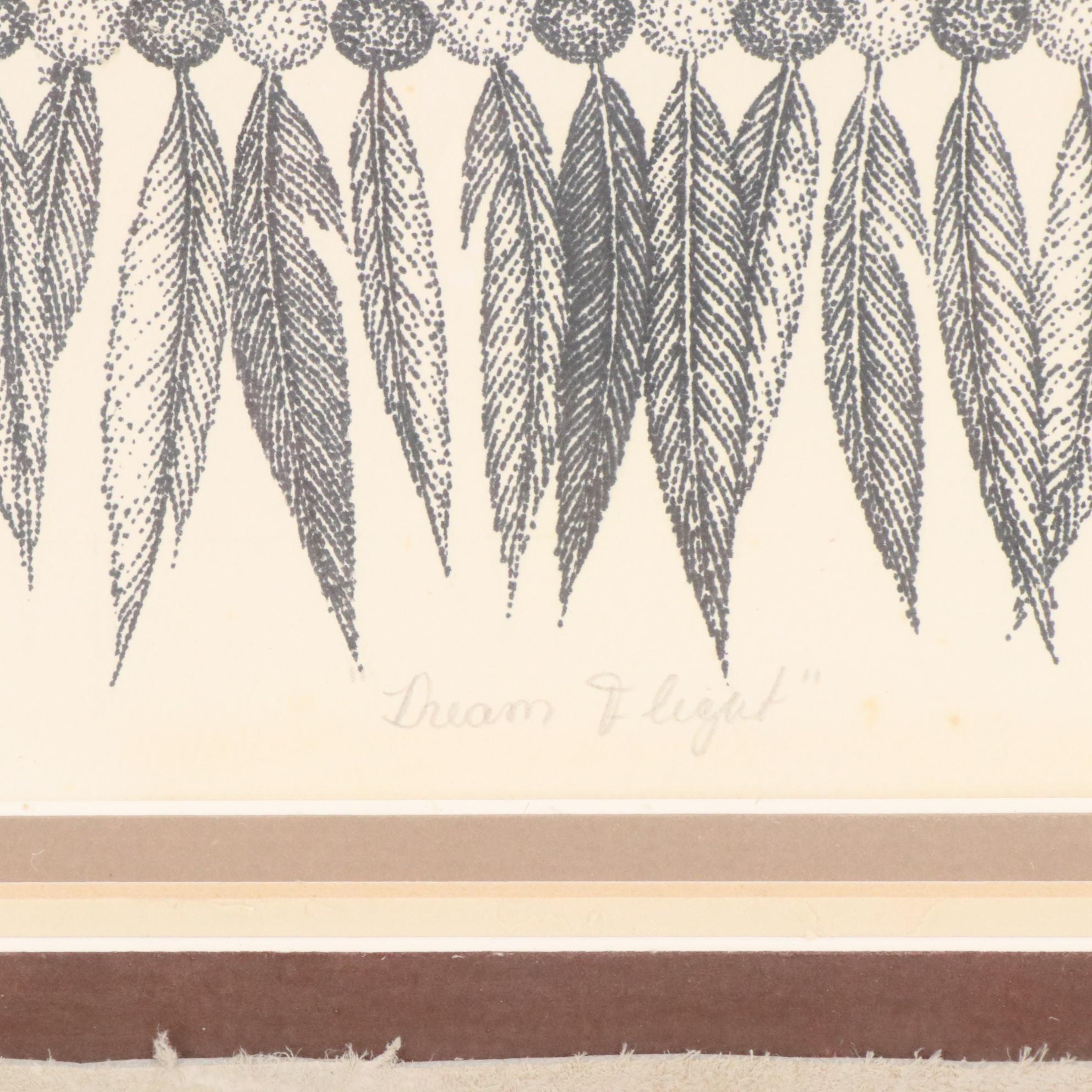 Stylized Ink Drawing of Eagle "Dream Flight," 1990 | EBTH