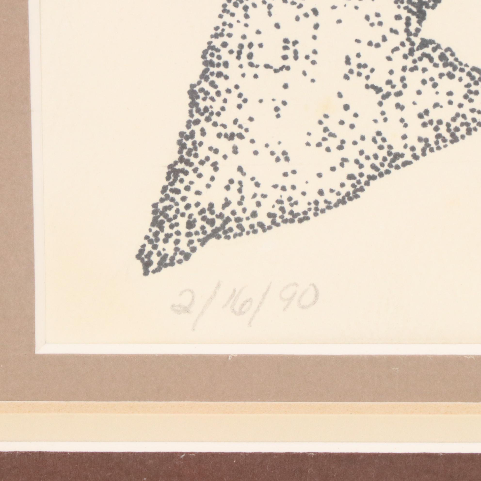 Stylized Ink Drawing of Eagle "Dream Flight," 1990 | EBTH