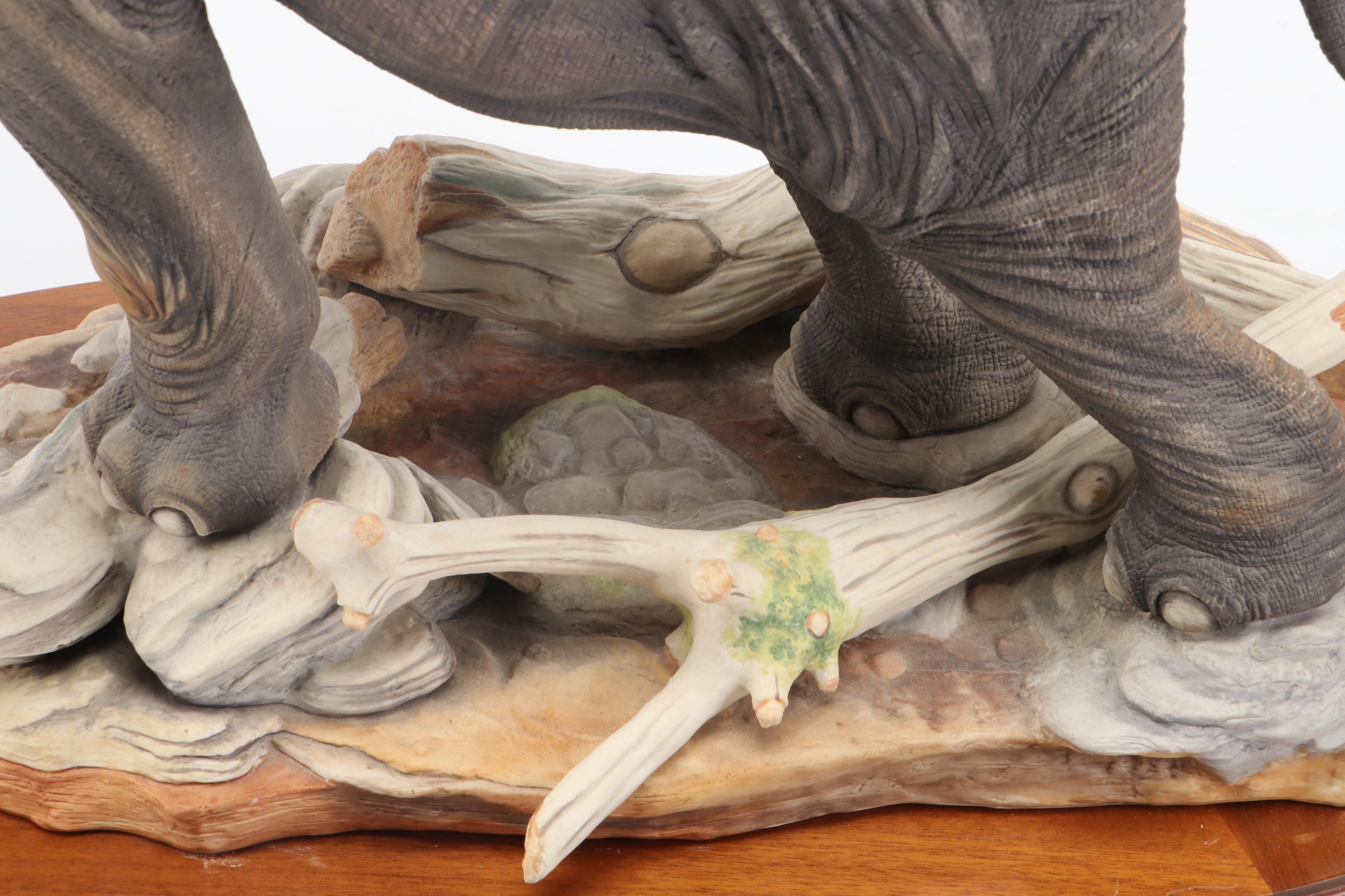 Boehm Porcelain "Bull Elephant" Figurine on Wooden Base | EBTH