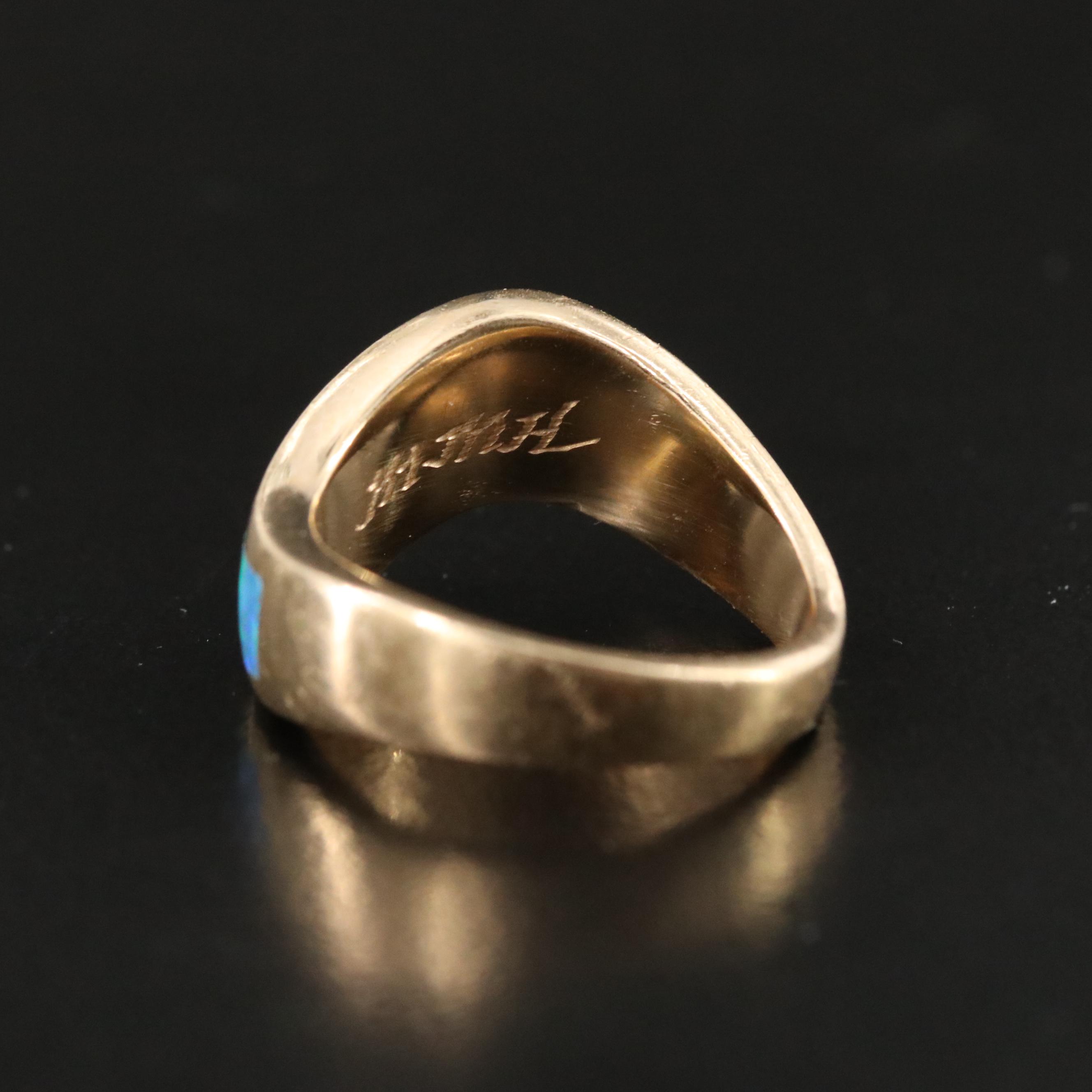 14K Opal Inlay Wave Ring | EBTH