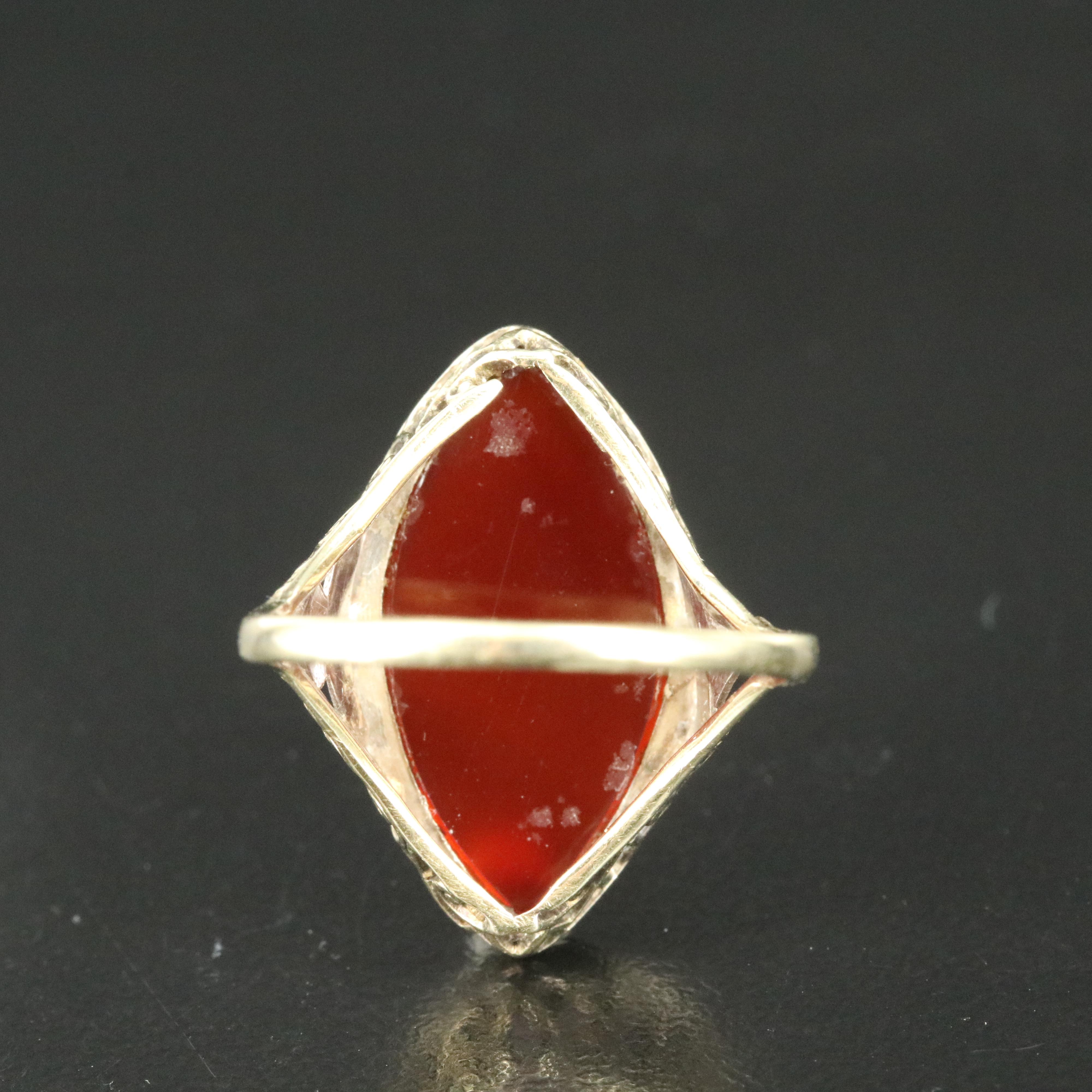 Vintage 14K Sard Navette Ring | EBTH