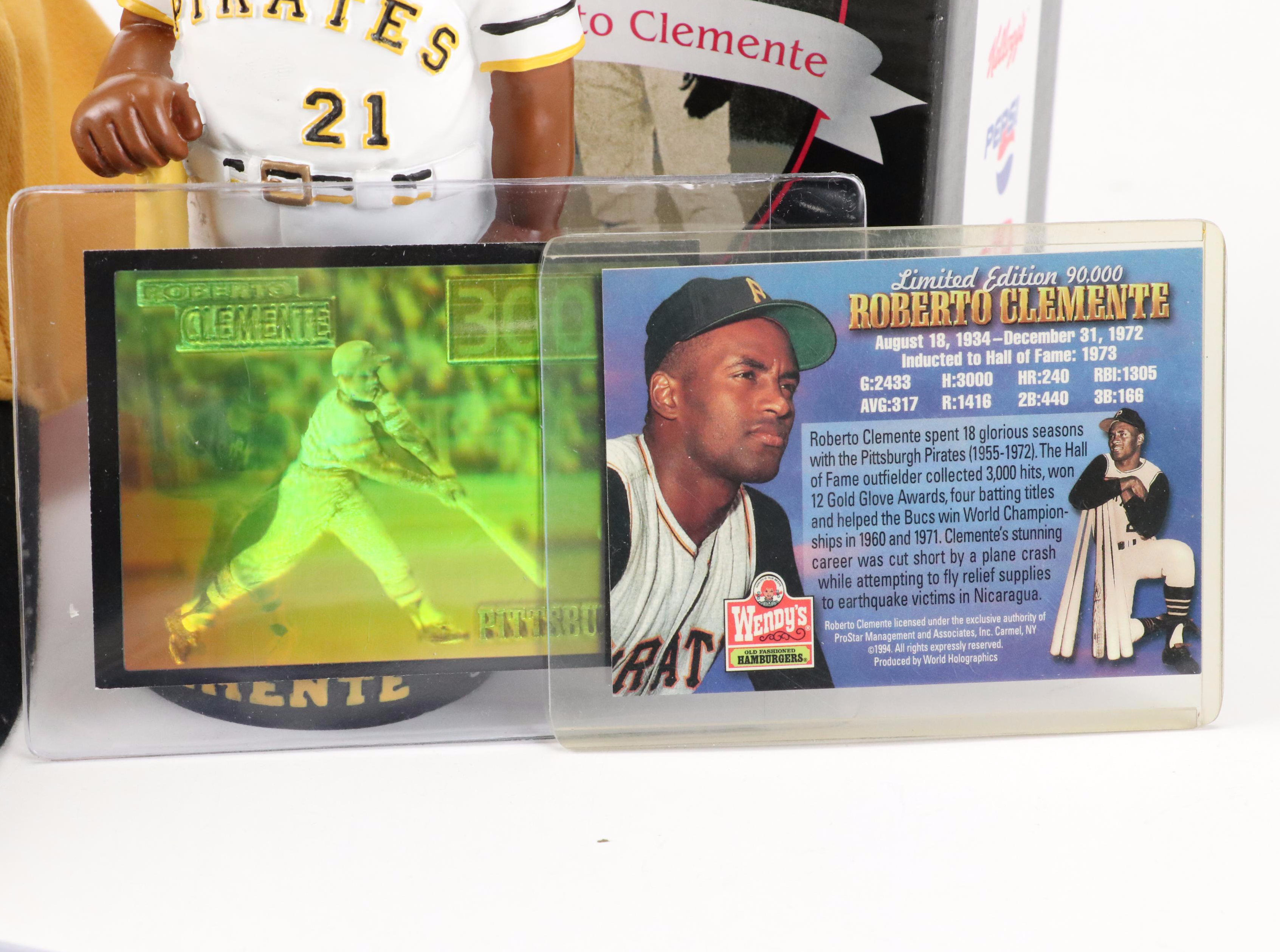 Roberto Clemente Baseball Cards and Bobblehead with Pittsburgh Pirates ...