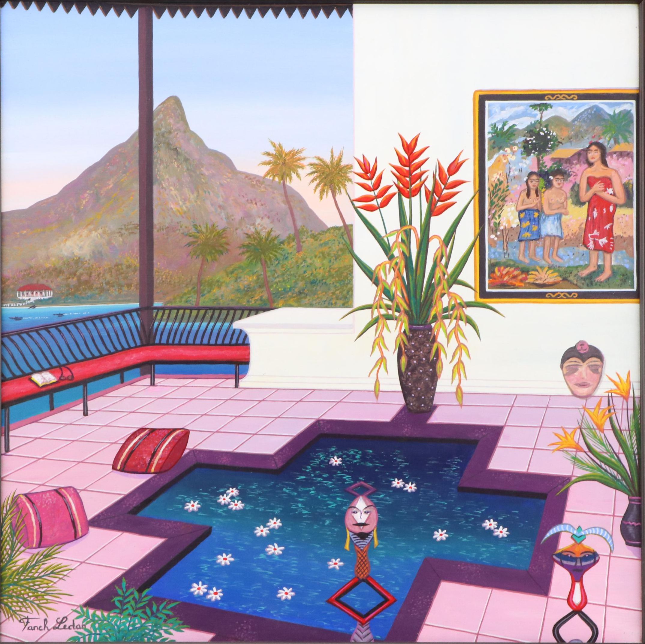 Fanch (Francois) Ledan Surrealist Interior Acrylic Painting "Bora-Bora ...
