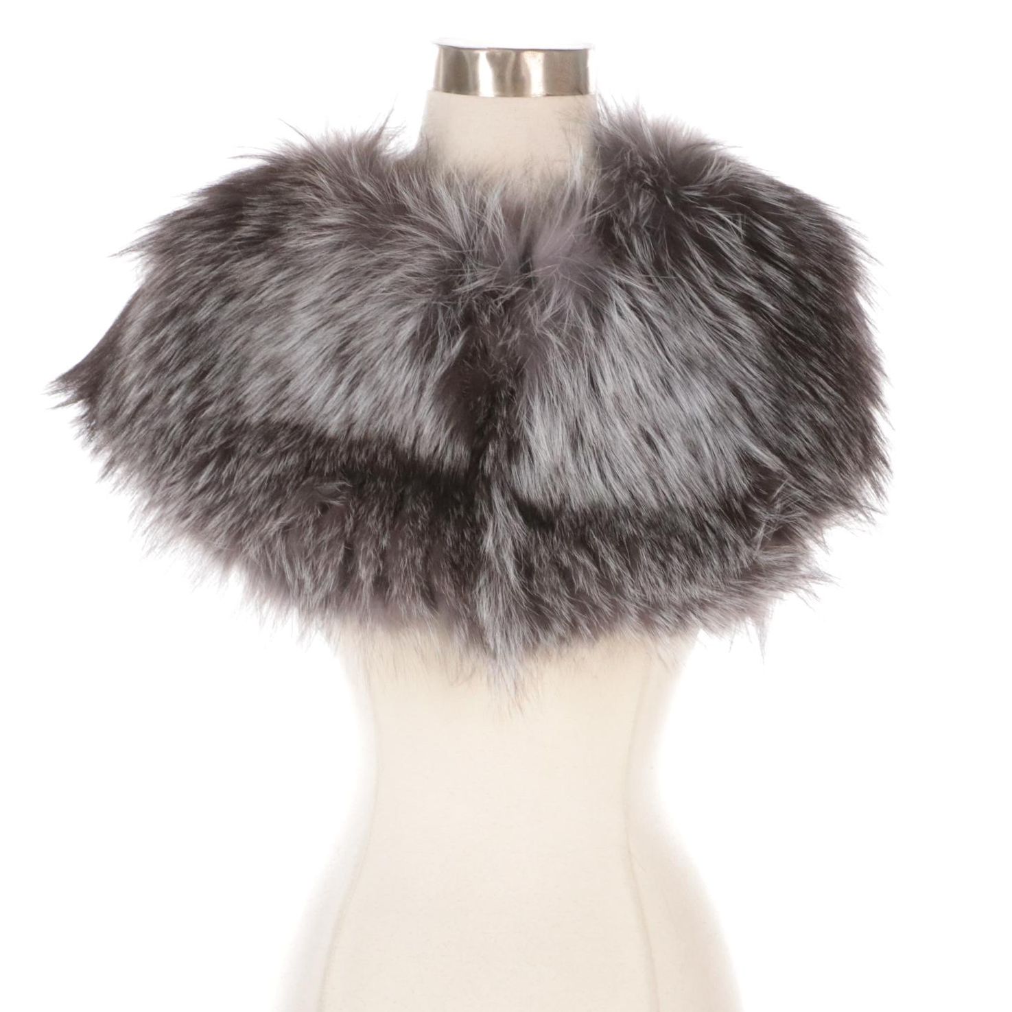 Silver Fox Fur Rib Knit Tippet Scarf | EBTH