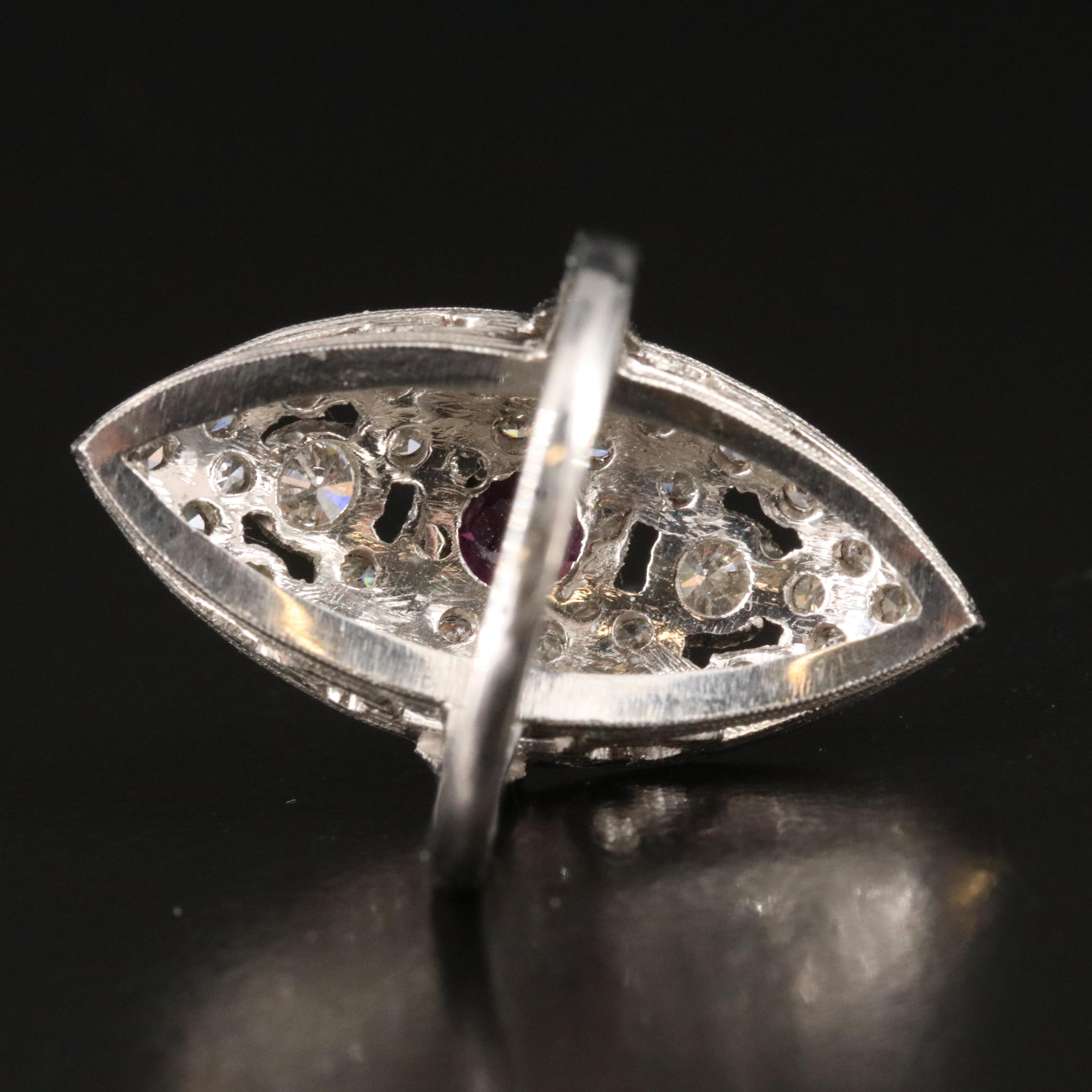 Platinum Ruby and Diamond Navette Ring | EBTH