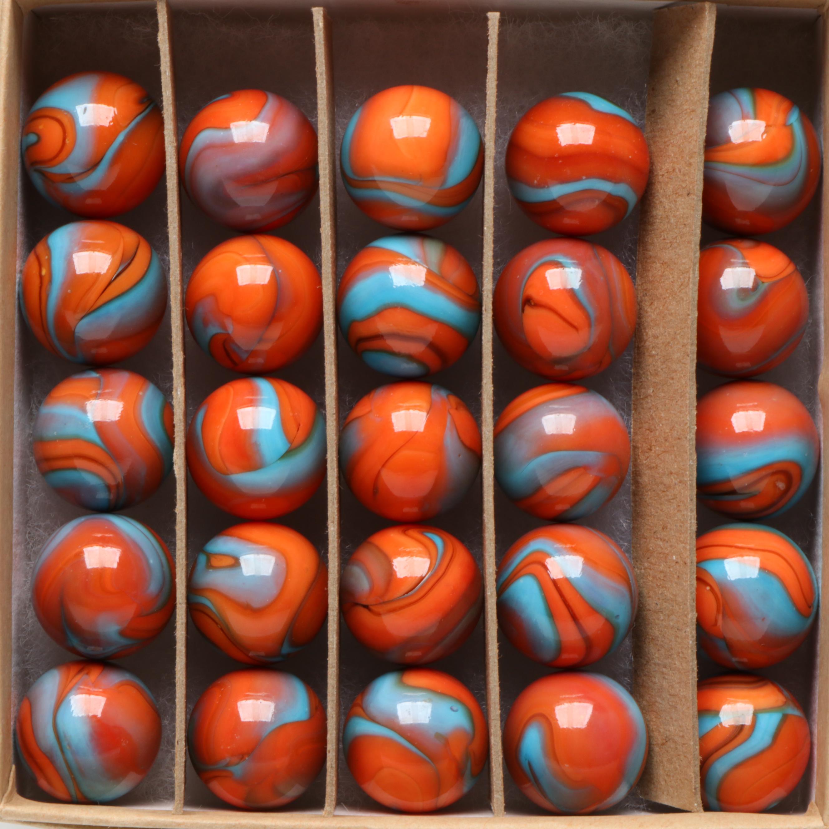 Alamo Toy Marble No. 0 Seahorse, Spumoni and Blue Tang Glass Marbles in ...