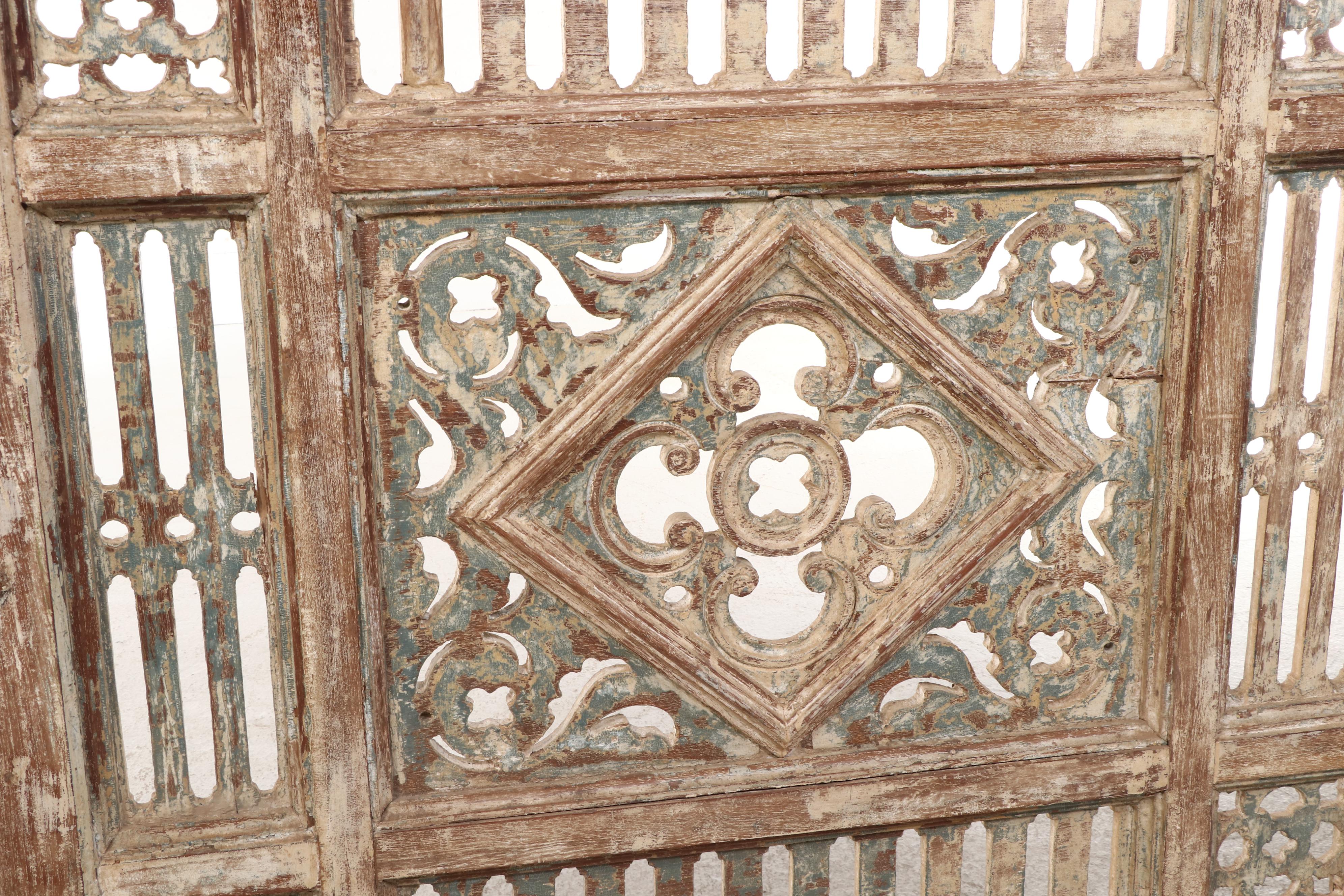 Large Indian Iron-Mounted, Carved, and Polychromed Hardwood ...