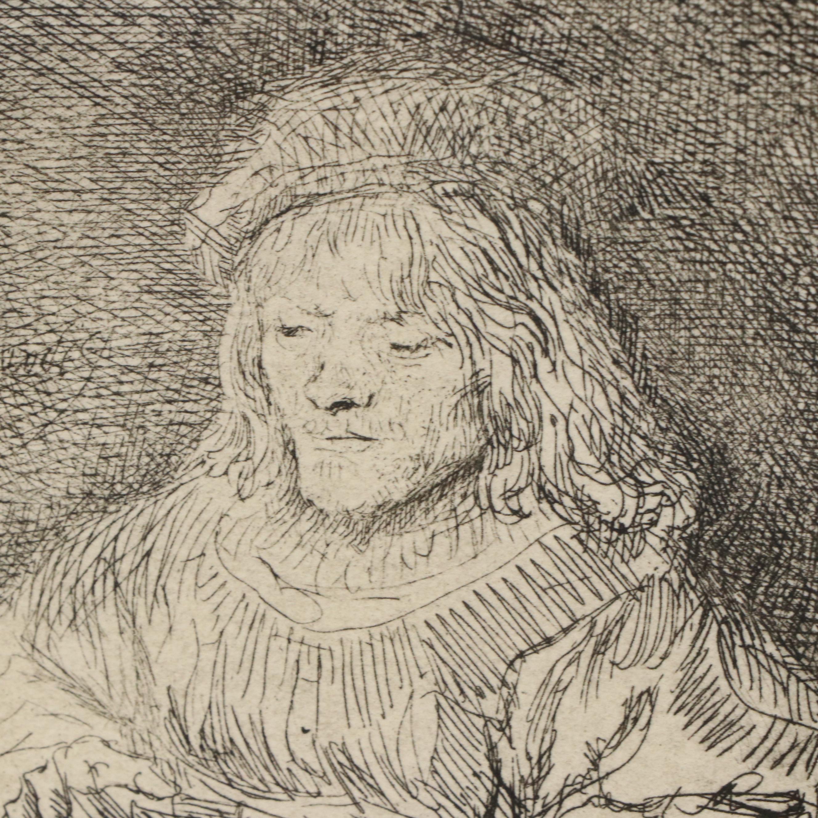 Rembrandt van Rijn Restrike Etching "The Card Player" | Everything But ...