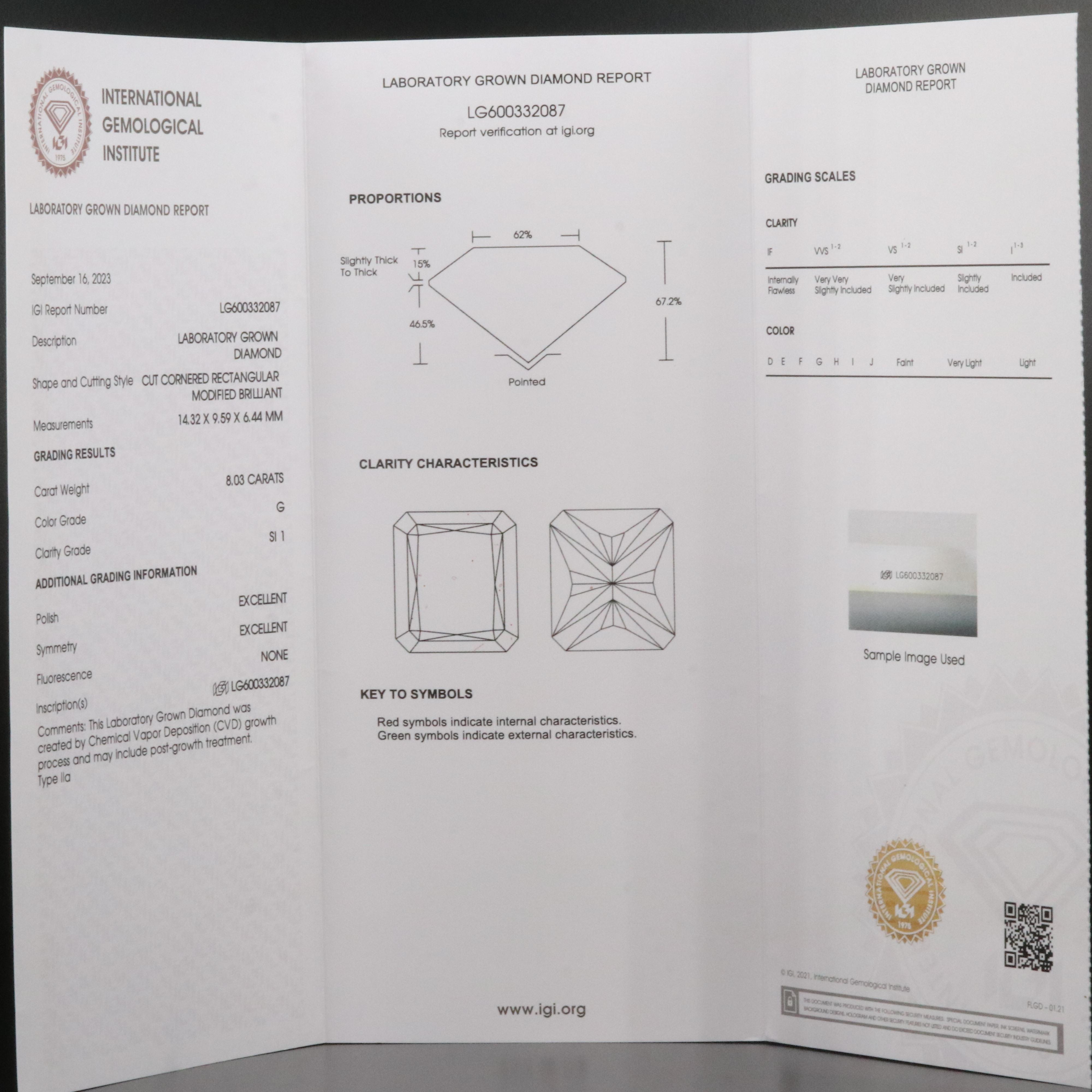 Loose 8.03 CT Lab Grown Diamond with IGI Report | EBTH