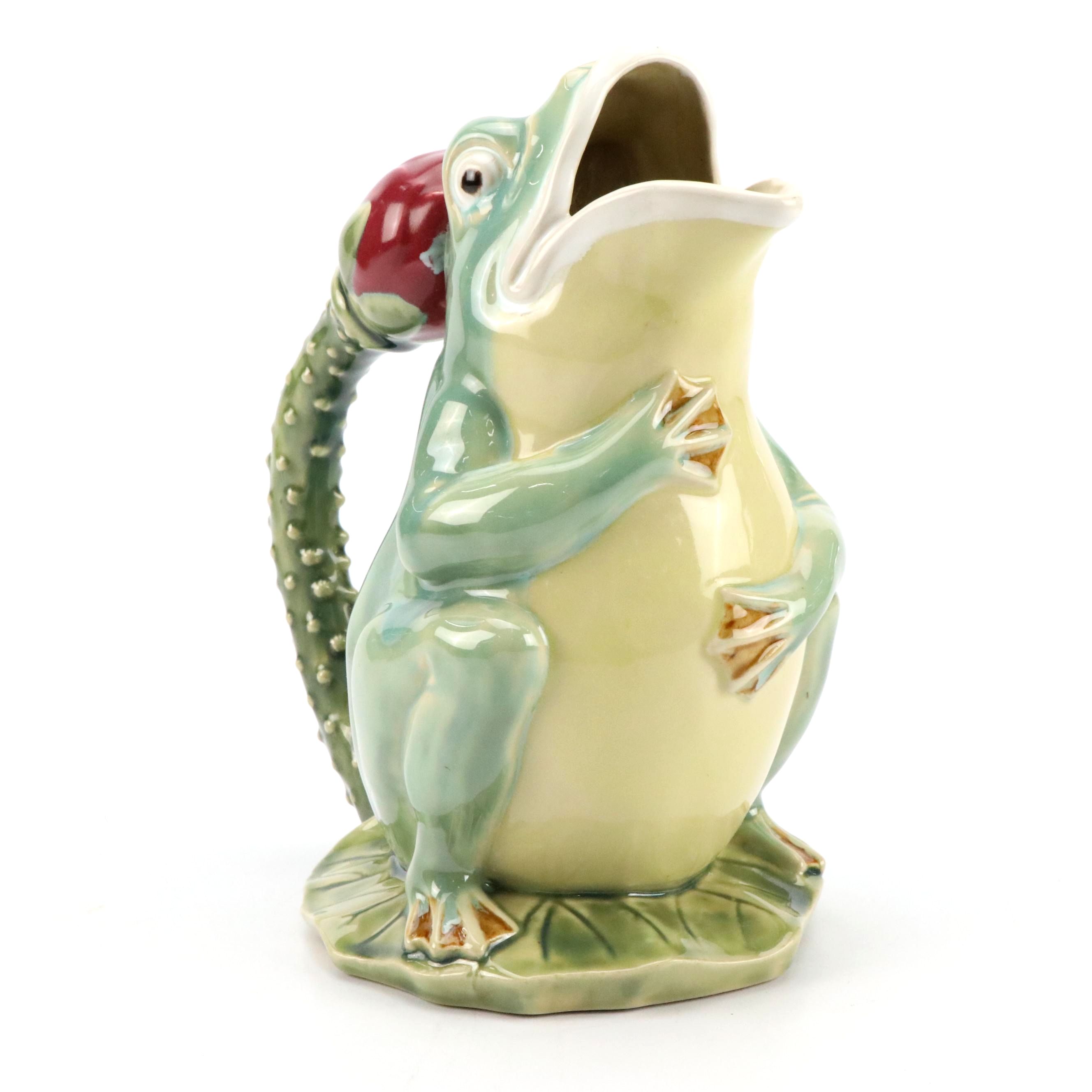 Majolica Style Frog Pitcher | EBTH
