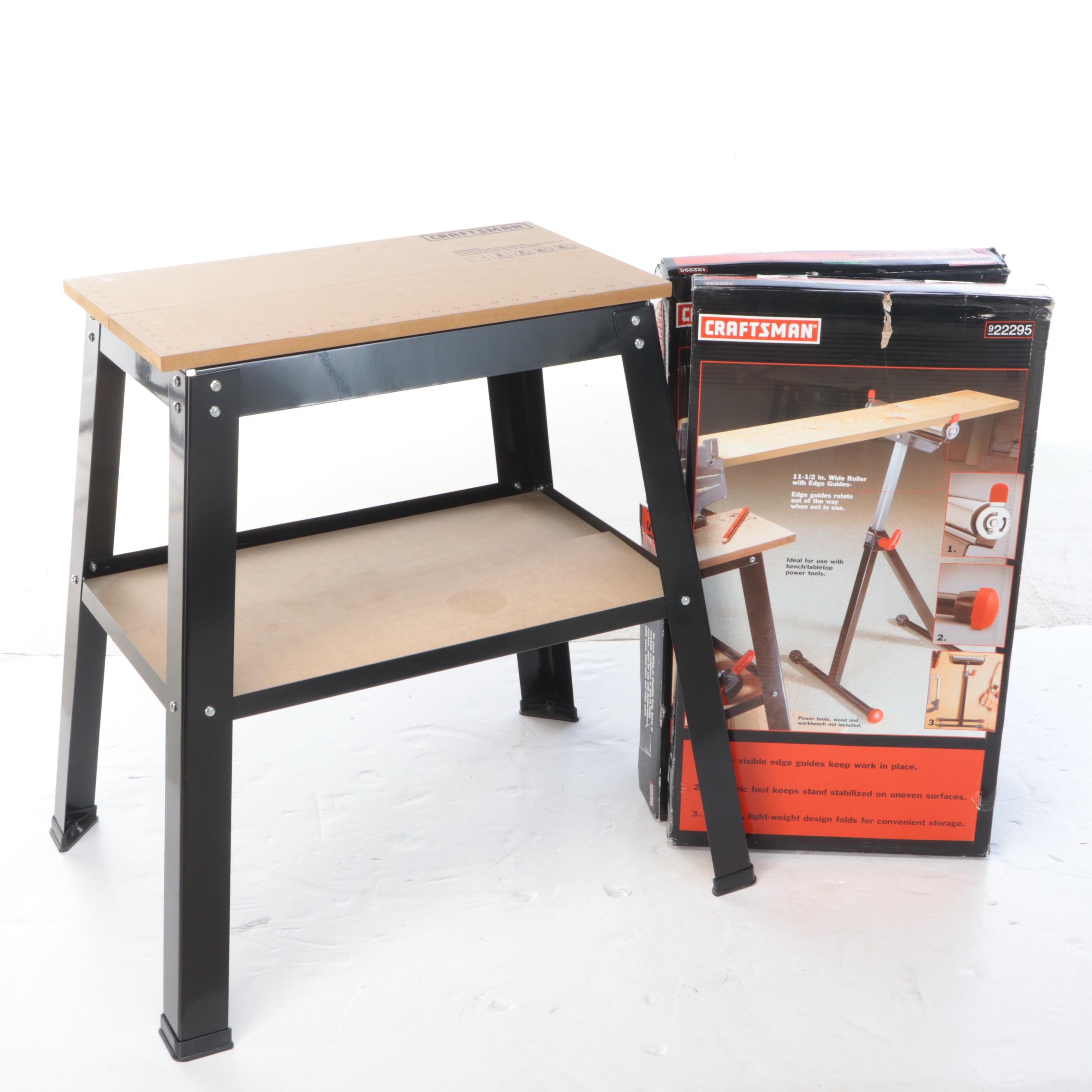 Craftsman Roller Support Stands and Ruler-Top Tool Table | EBTH