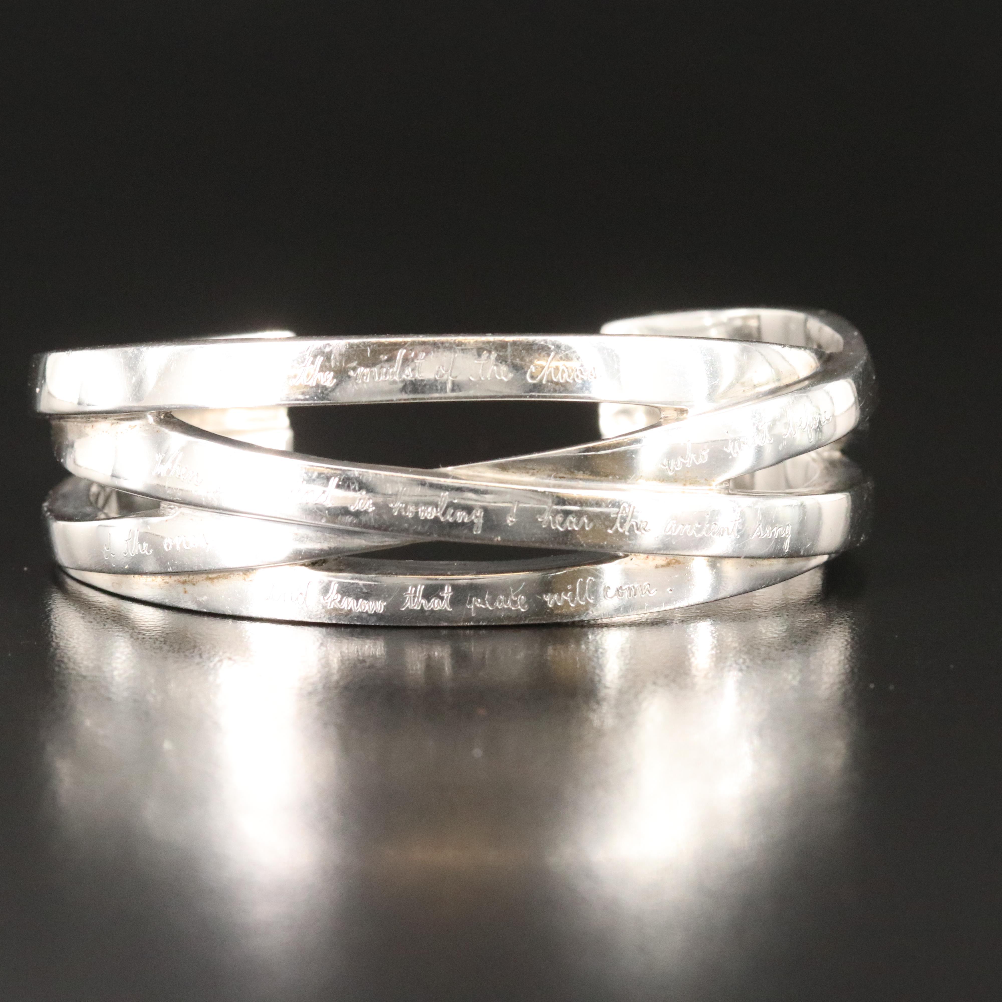 Sterling Cross Over Cuff with Susan Stauter Quote | EBTH