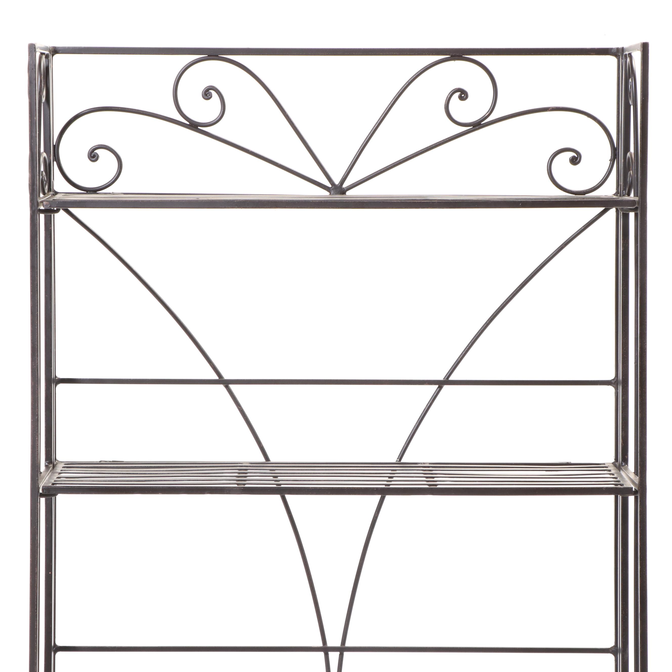 Metal Four-Tier Baker's Rack Shelf with Swirl Motif | EBTH