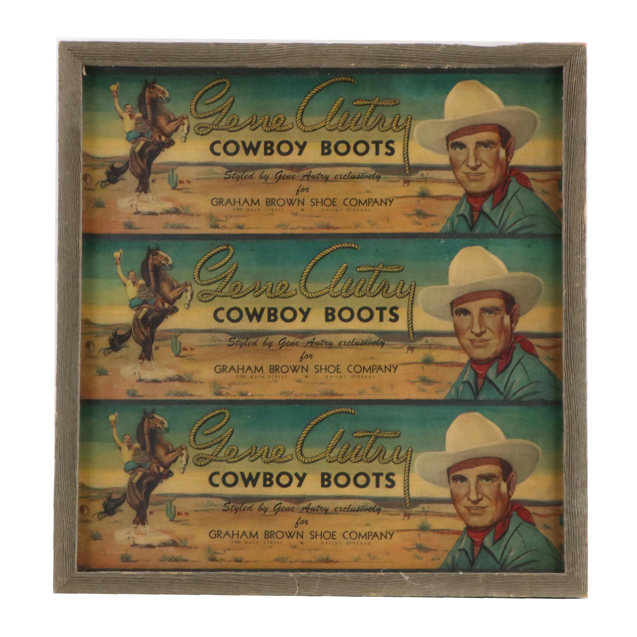 Gene Autry Cowboy Boot Labels With WWII Newspaper Backing, 1944 | EBTH