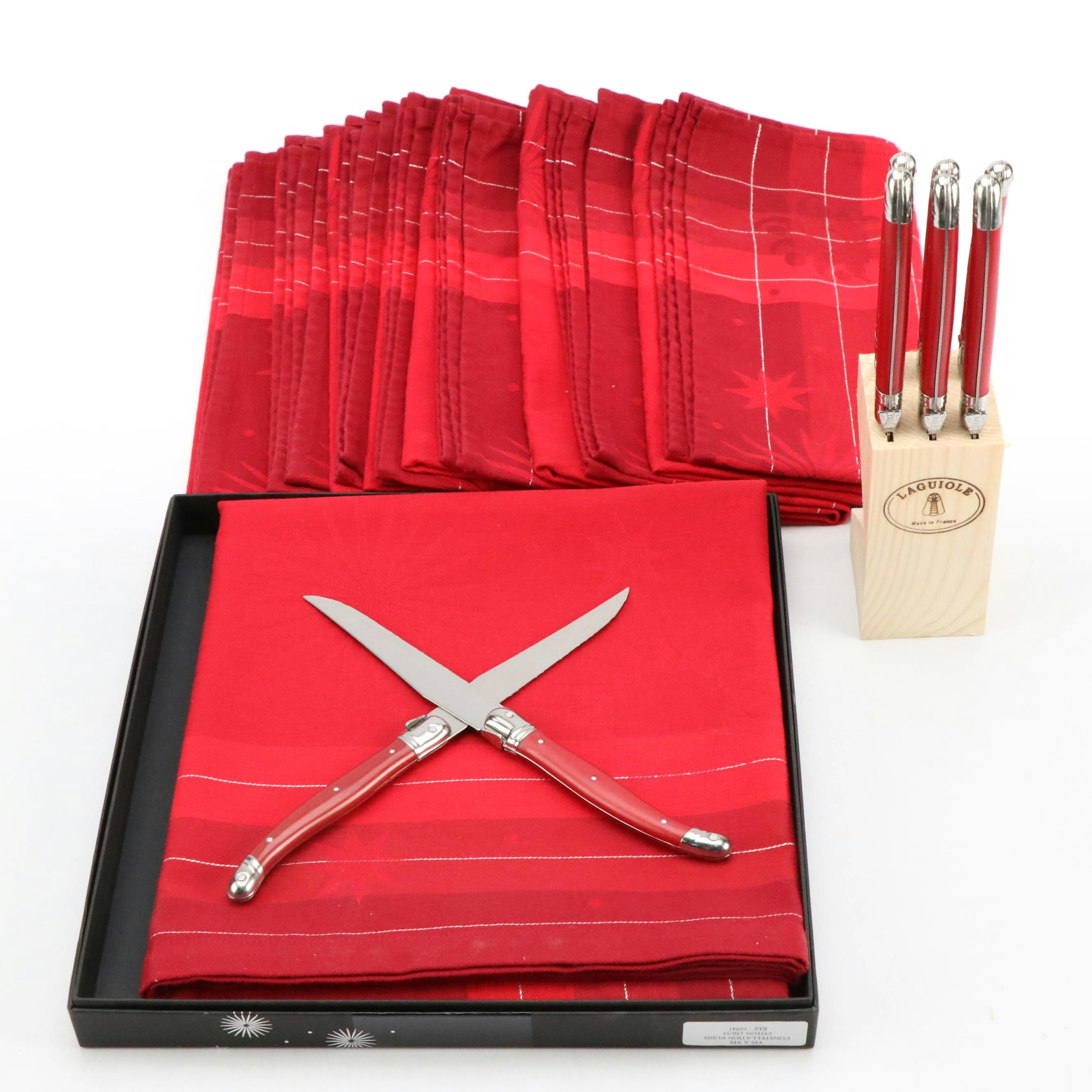 Laguiole French Steak Knives with Le Jacquard "Constellation" Table ...