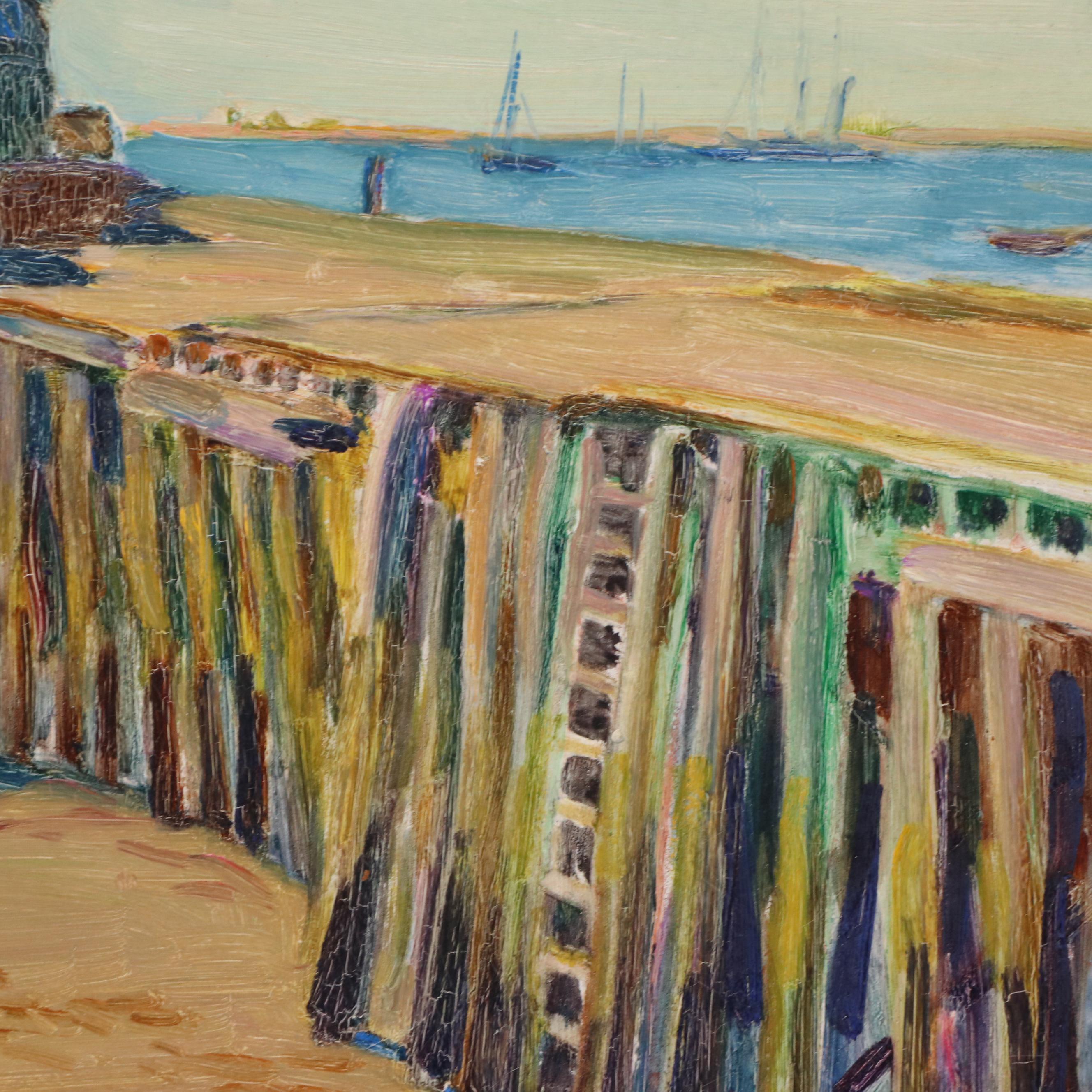 John Rettig Modern Harbor Oil Painting "Canning House, Low Tide. Cape ...