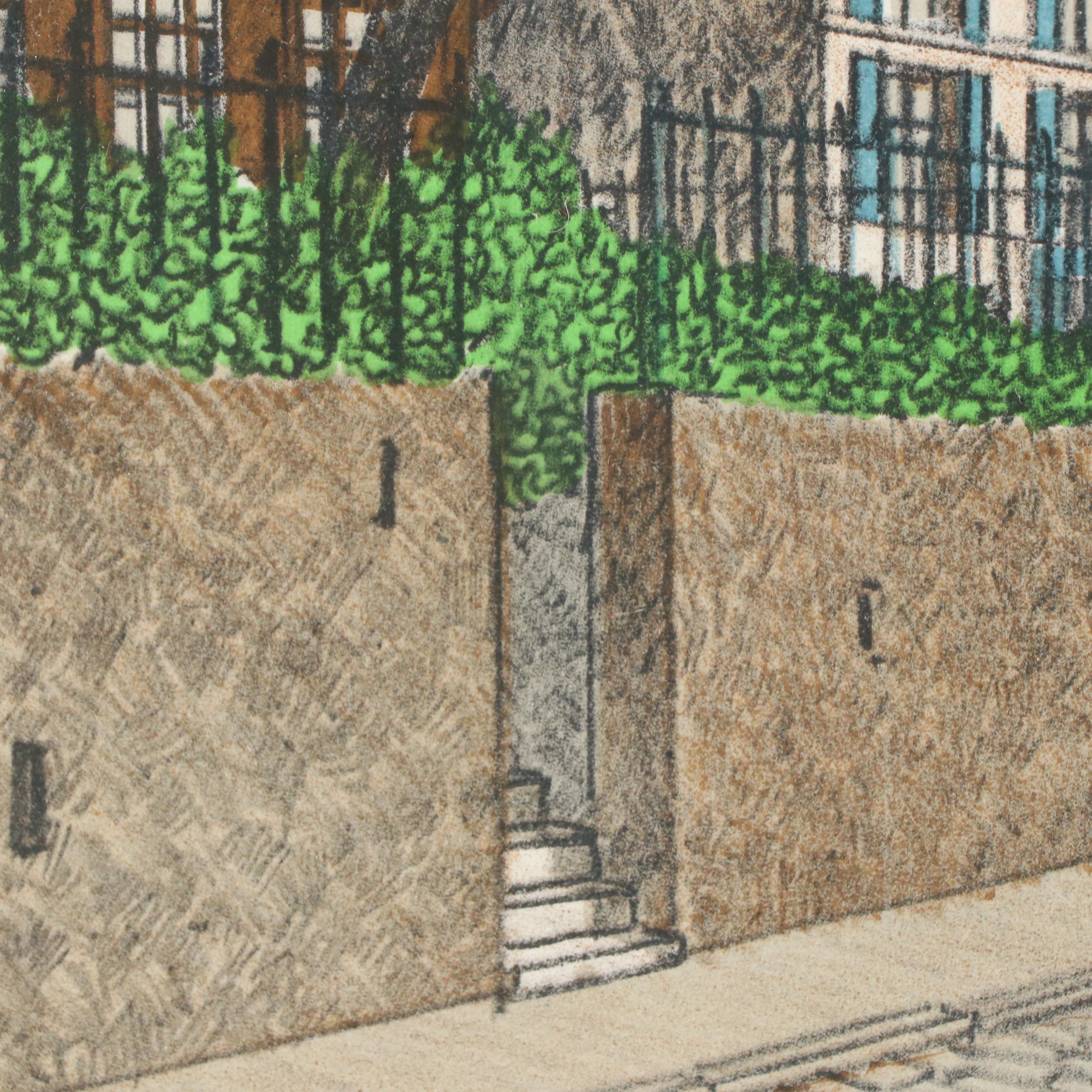 Denis Paul Noyer Color Lithograph of French Village Scene, Circa 1970 ...