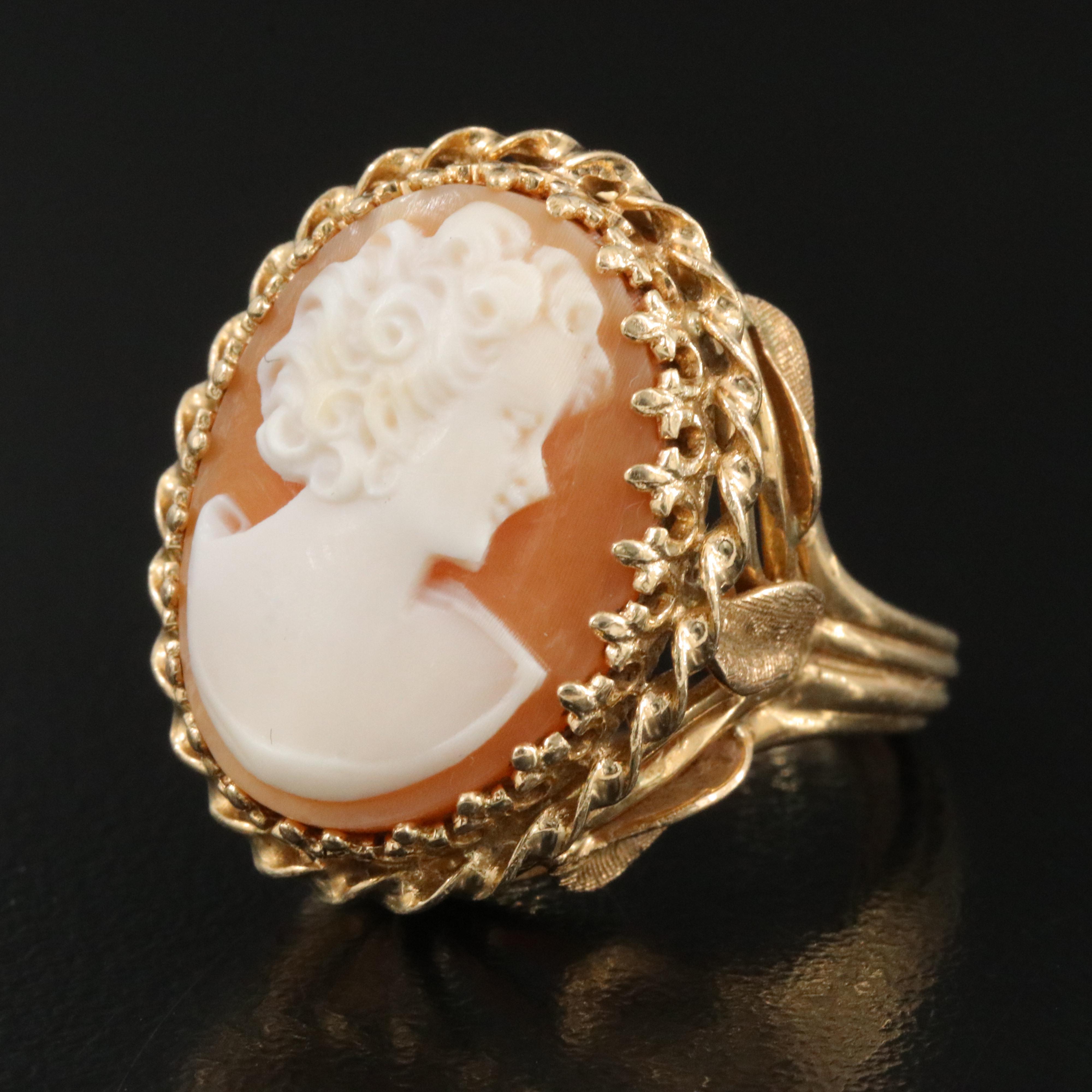 Vintage 14K Shell Cameo Ring | EBTH