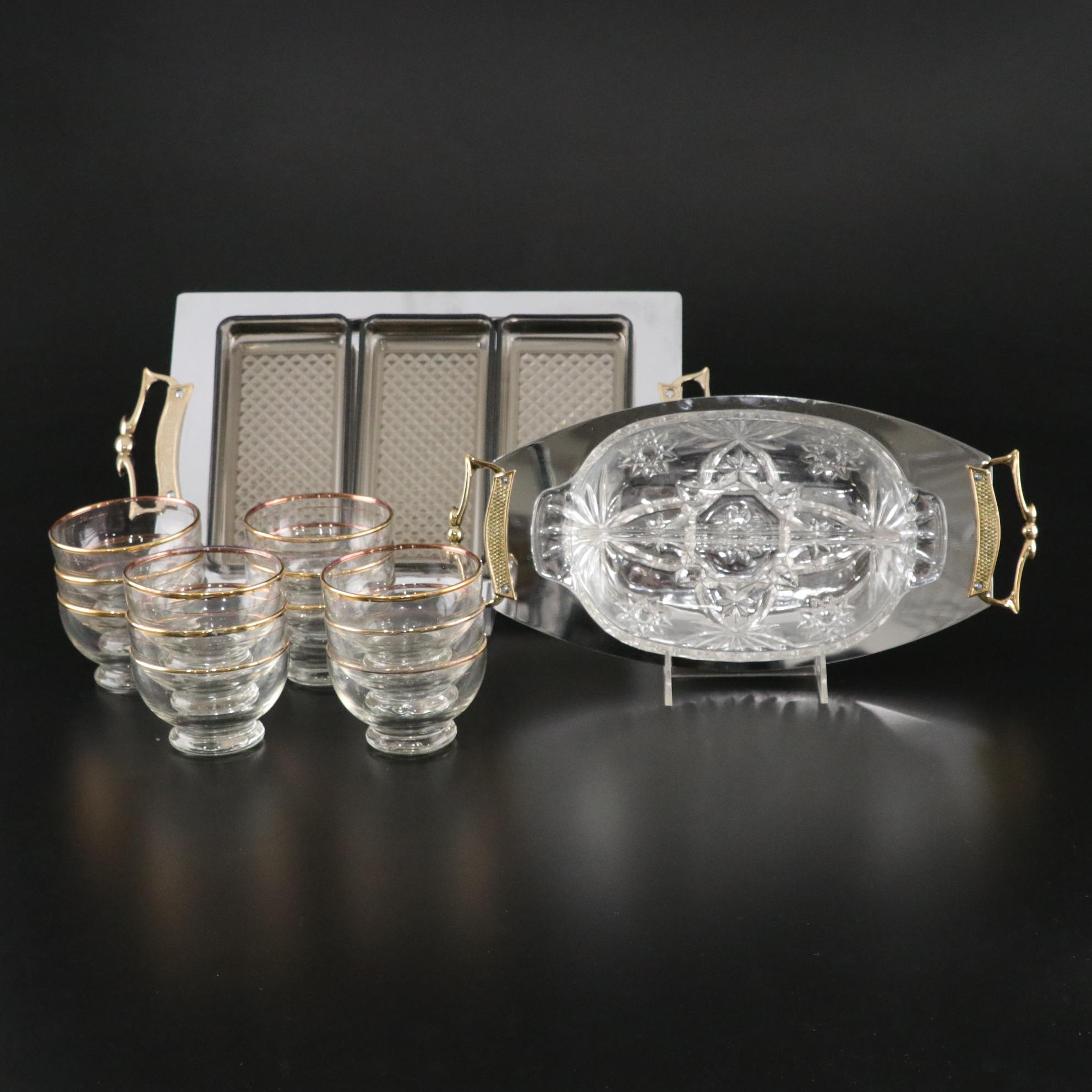 Kromex Divided Serving Tray with Dessert Bowls | EBTH