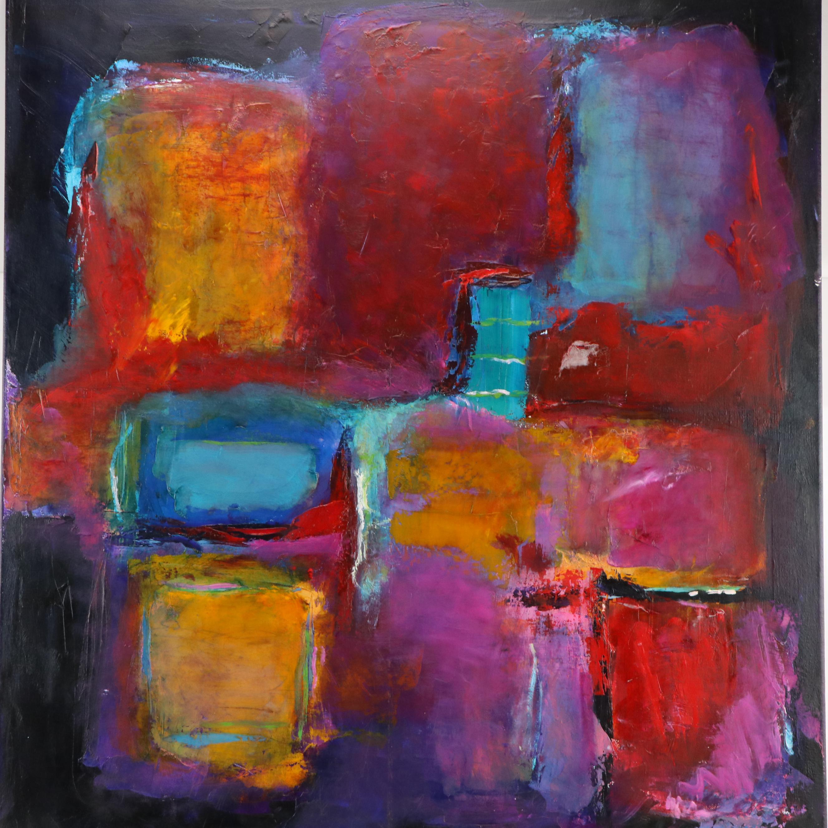 Joyce Coco Vibrant Abstract Oil Painting "Maze" | EBTH