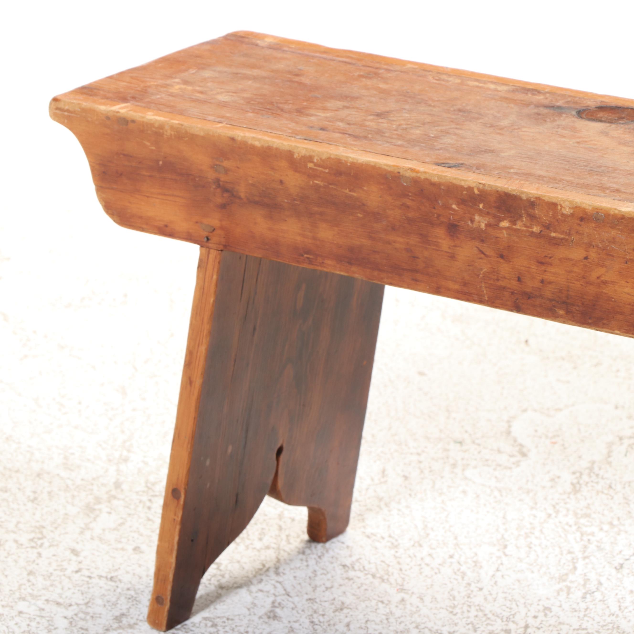 American Primitive Wood Bench, 19th Century | EBTH