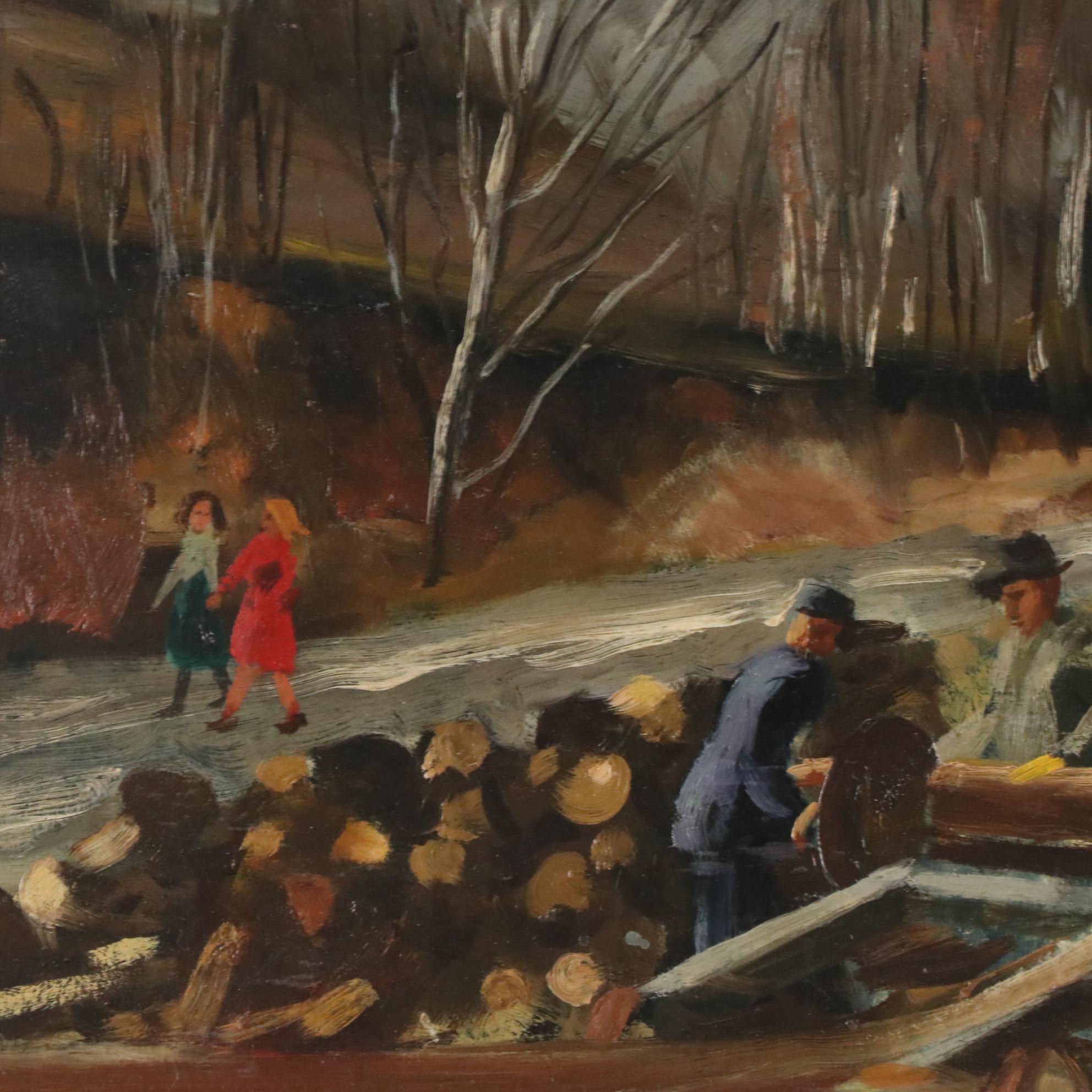 Herman Wessel Oil Painting "At the Sawmill" | EBTH
