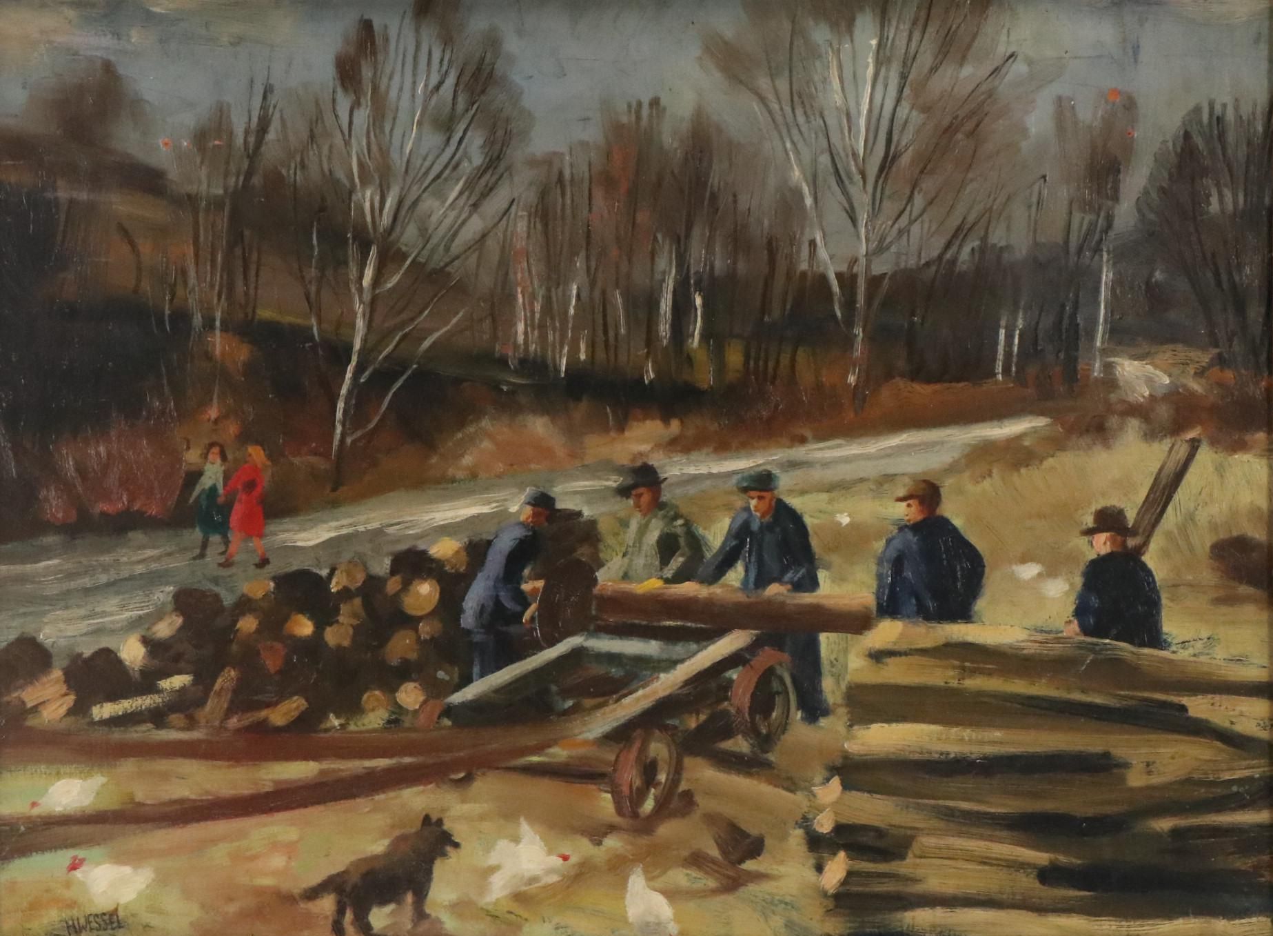 Herman Wessel Oil Painting "At the Sawmill" | EBTH
