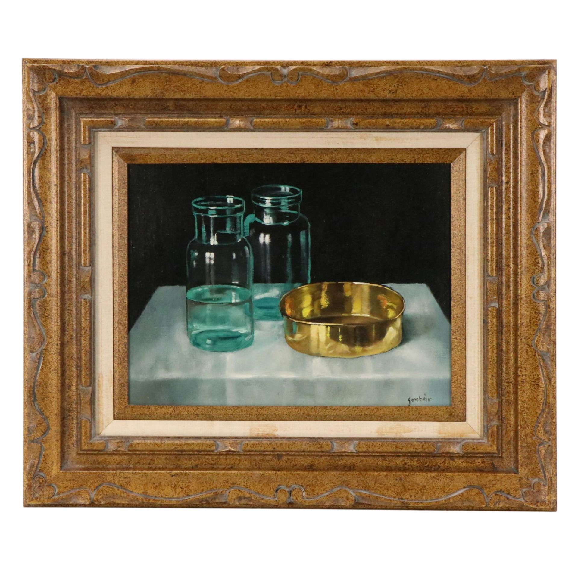 Andras Gombár Oil Painting Still Life with Kitchenware, 20th Century | EBTH