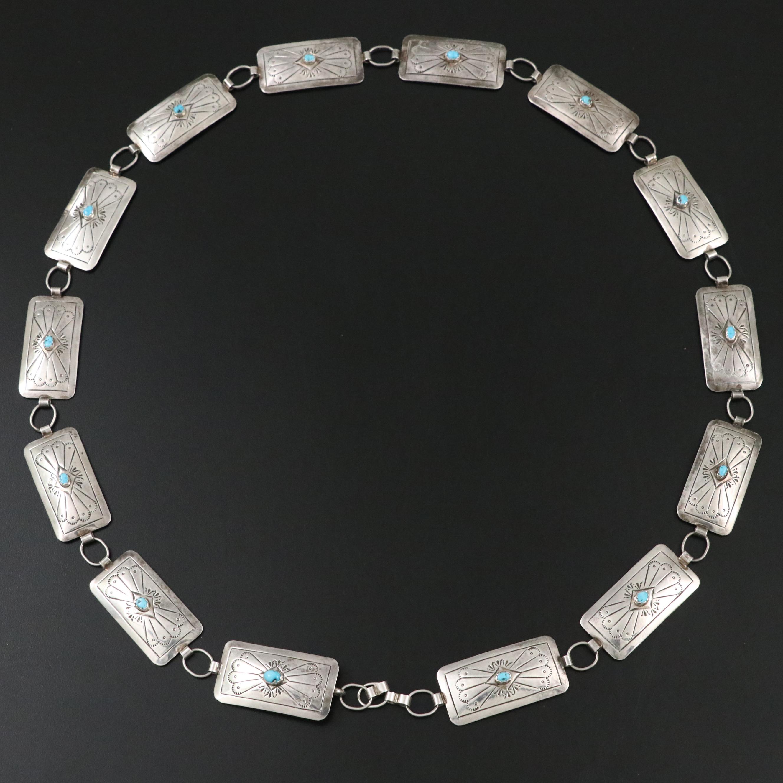 Spencer Sterling Silver and Turquoise Concho Belt | EBTH